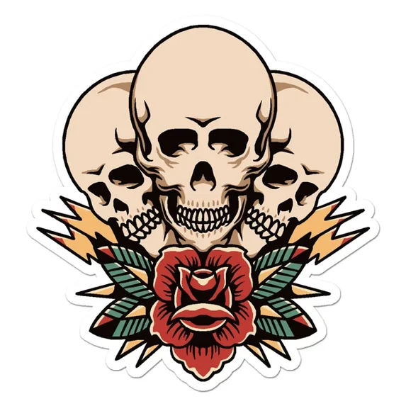 Skulls Flower Lightning Sticker Phone Decal Water Bottle Stickers Car ...