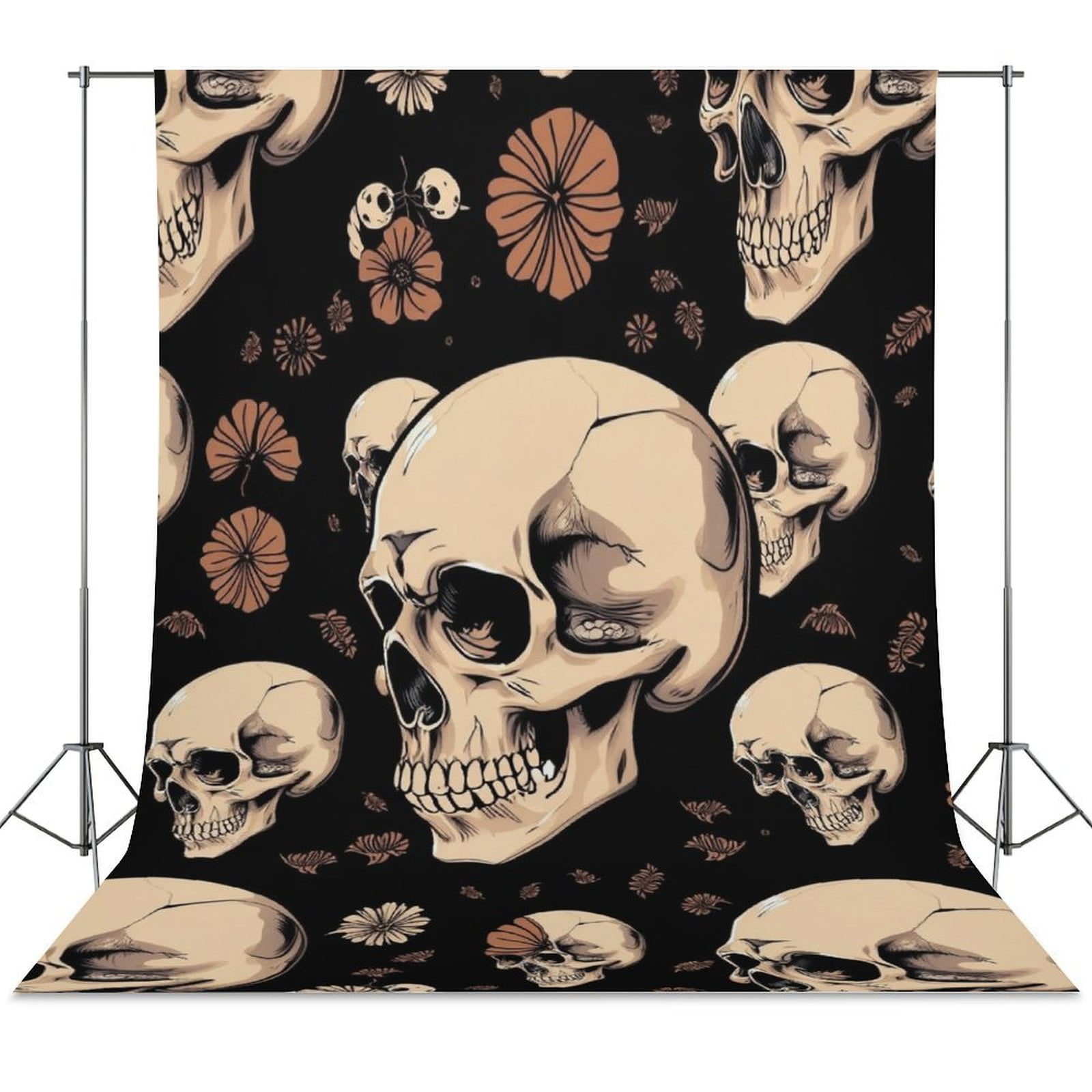 Skulls Flowers Dark Background Repeat Backdrop Baby Shower Newborn ...