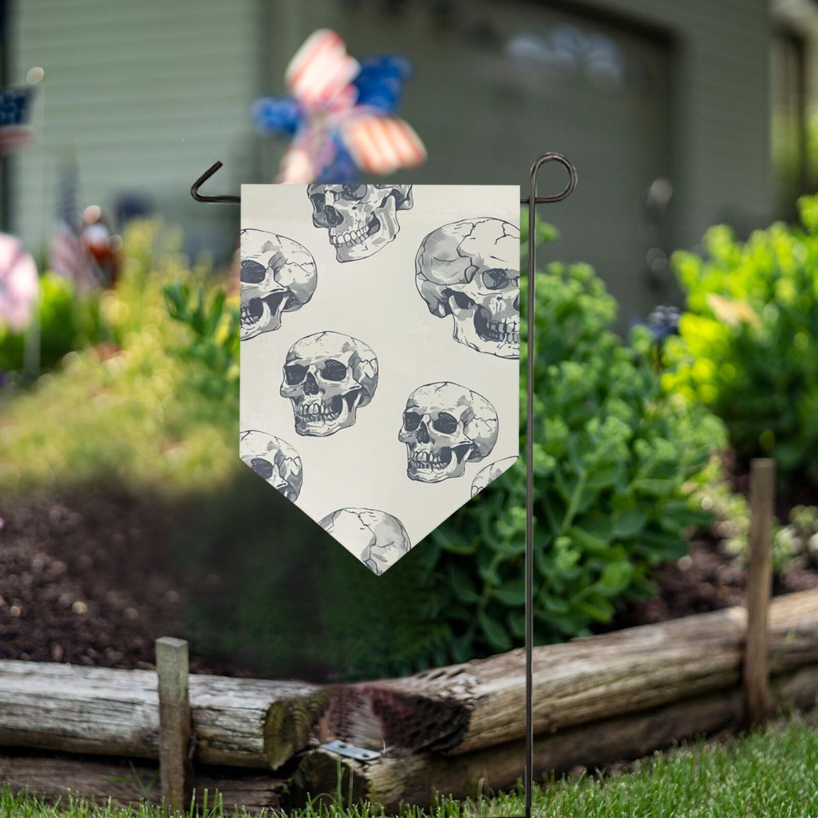 Skulls Garden Flag 18" x 12.5" Double Sided Yard Lawn Outdoor Decor ...
