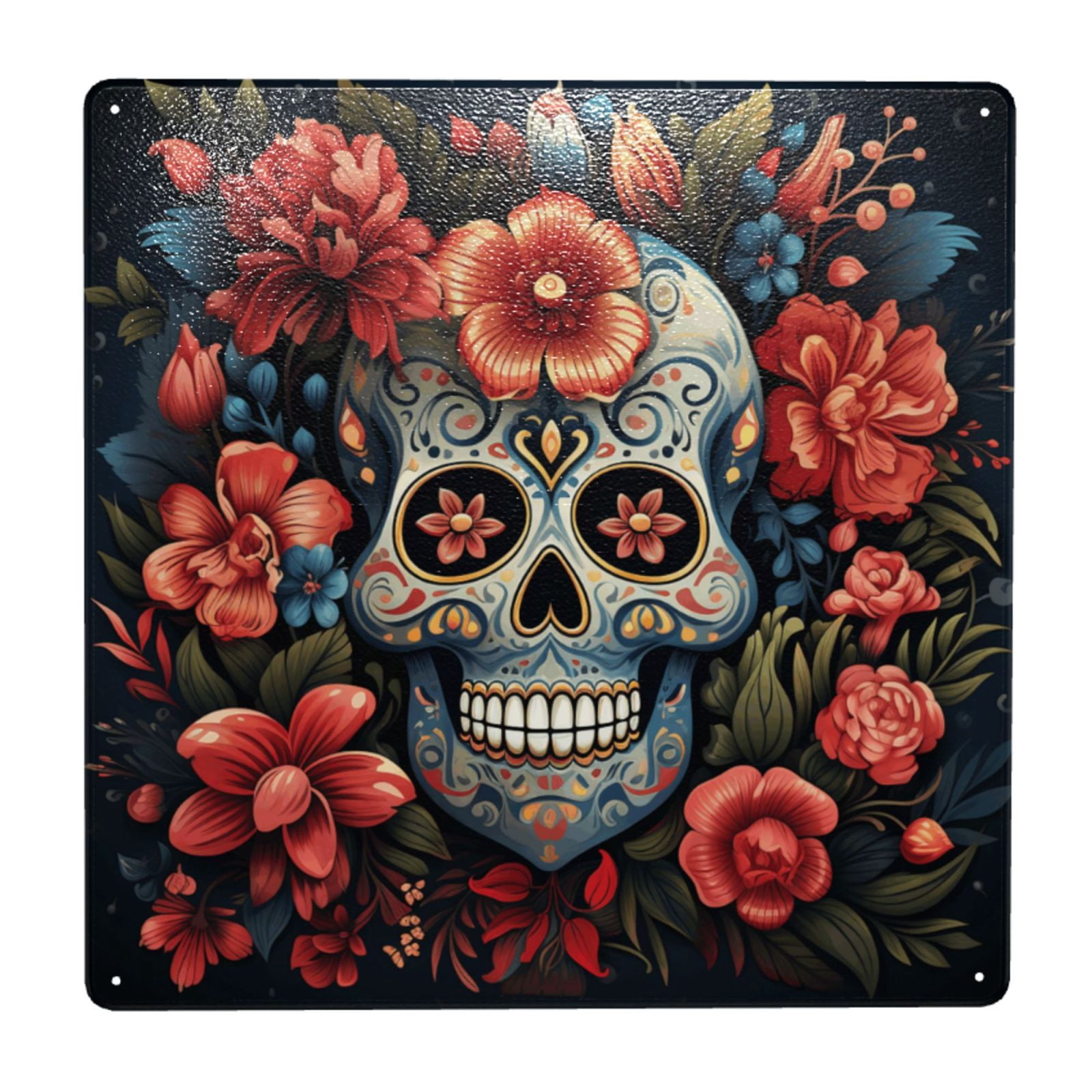 Skulls Gothic Skull Day Of The Dead Square Metal Sign 12x12 Inch Tin ...