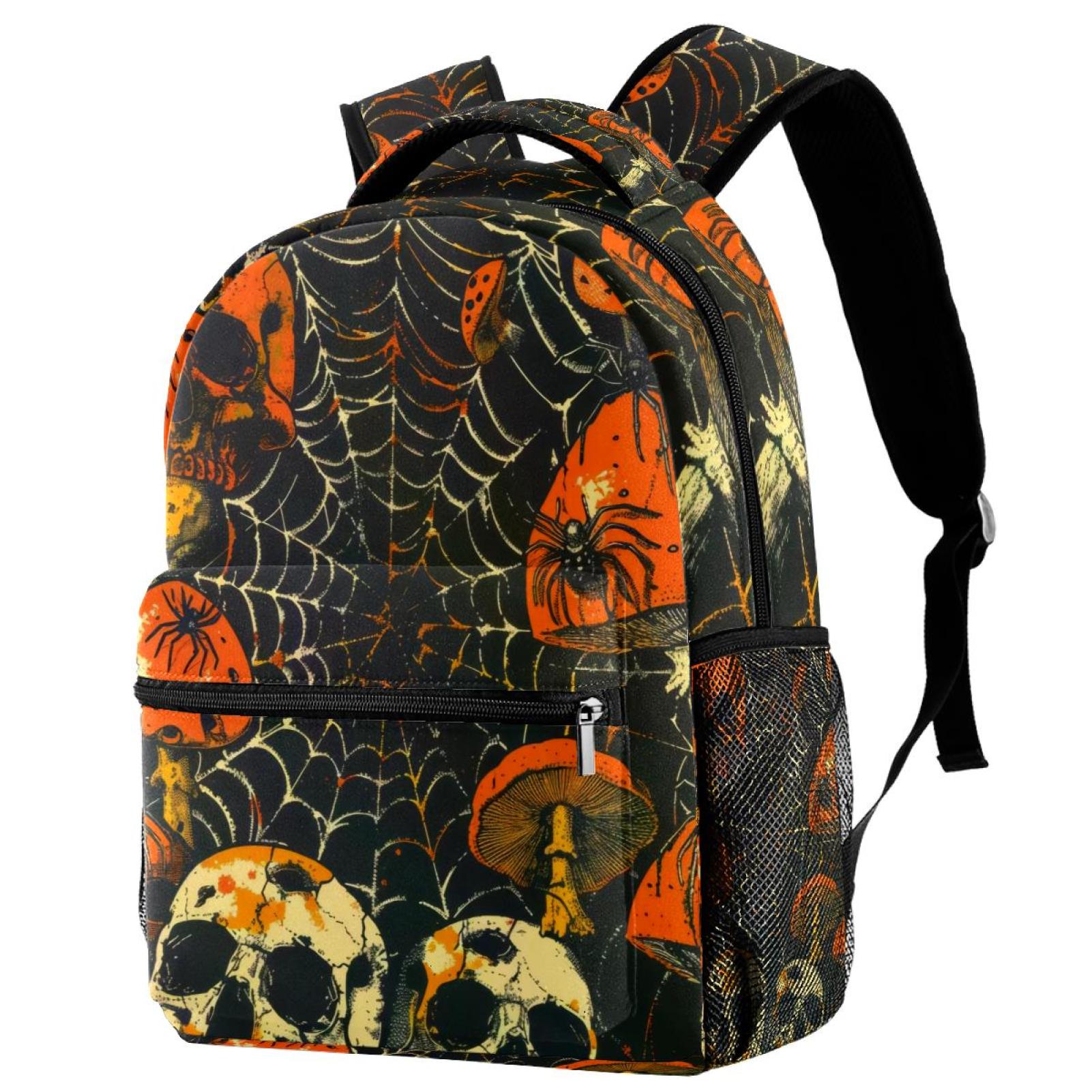 Skulls Mushroom Spiders Spider Web Backpack for Elementary School ...