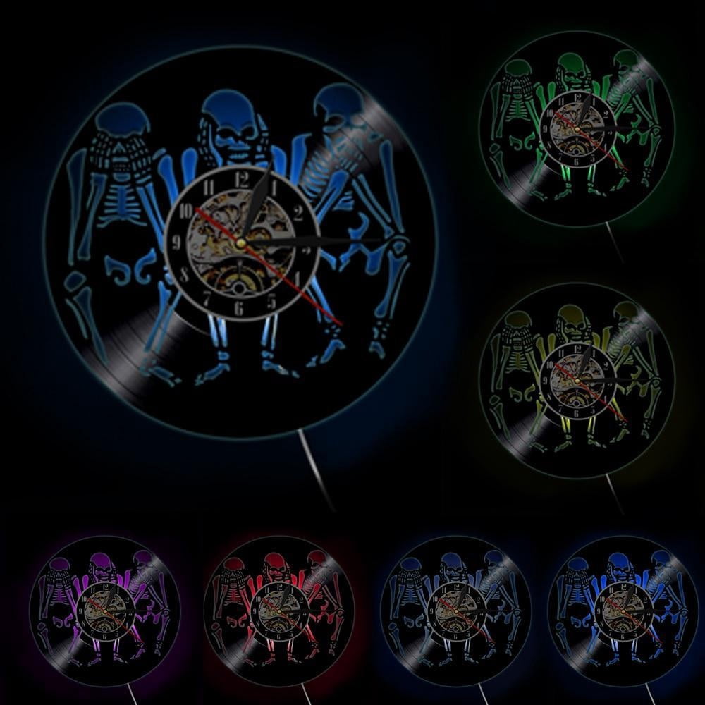 Skulls See No Hear No Speak No Evil Wall Clock Wisdom of The Skulls ...