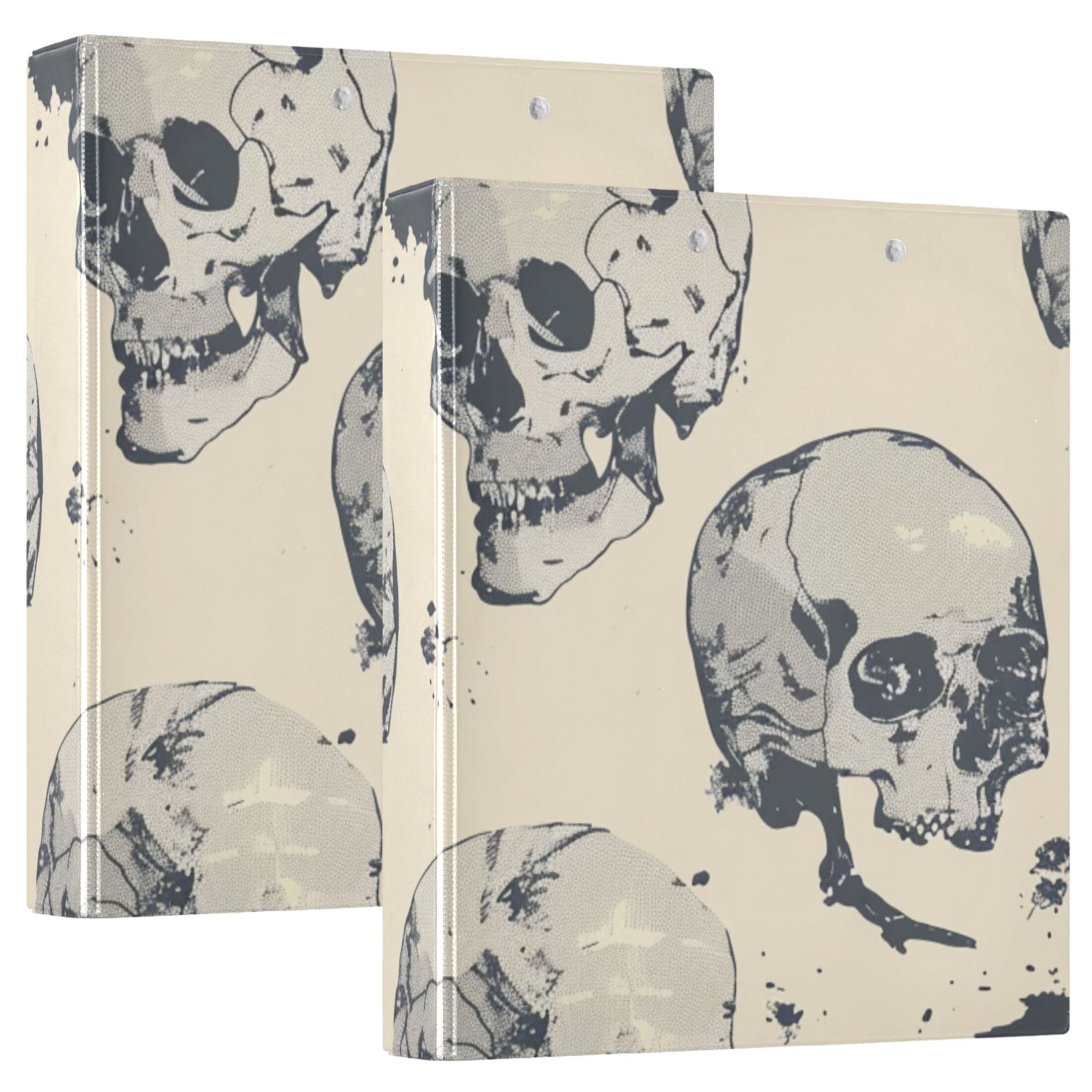 Skulls Skeleton 3 Ring Binders 1.5 inch Hardcover File Folders with ...