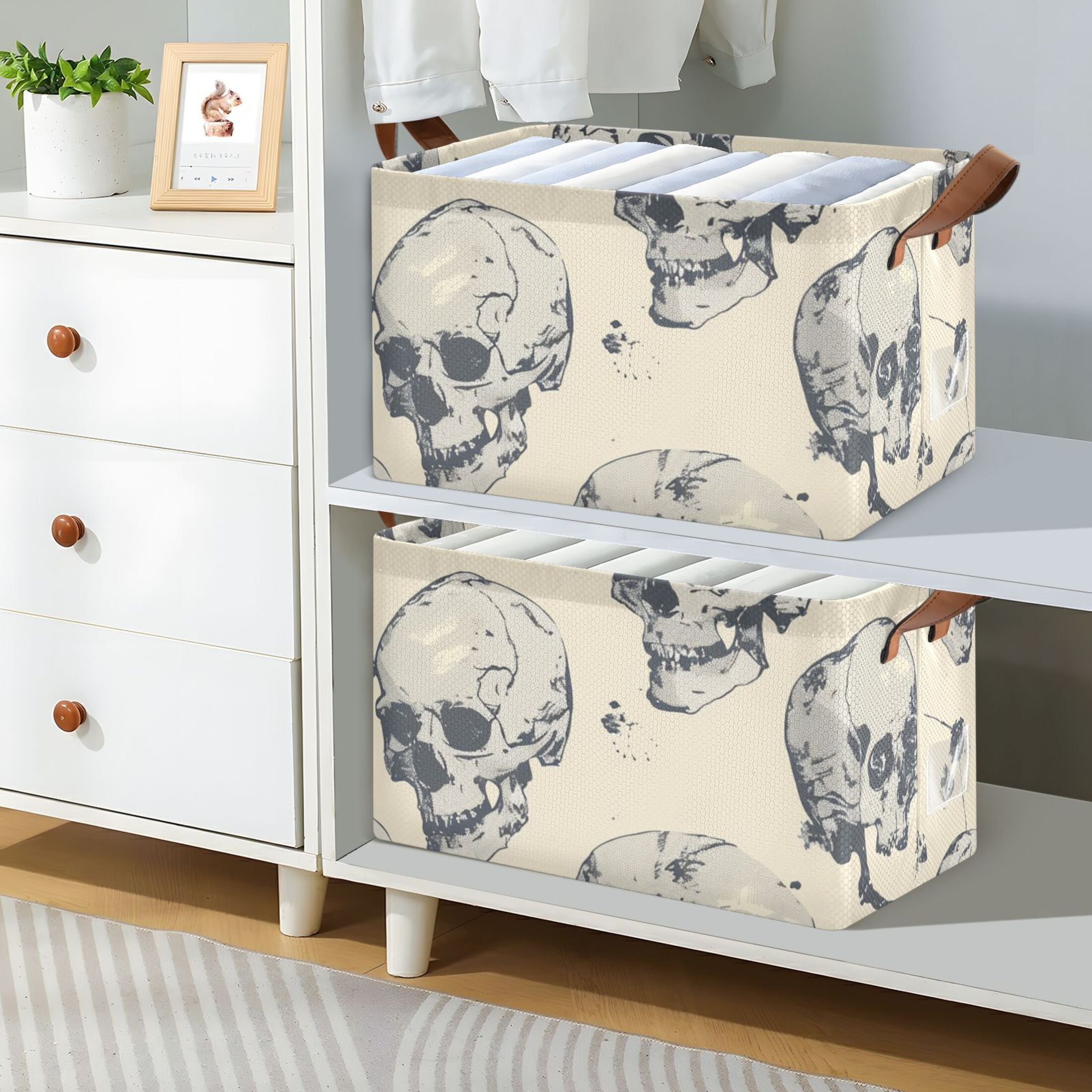 Skulls Skeleton Foldable Storage Large Fabric Storage Baskets Organizer ...