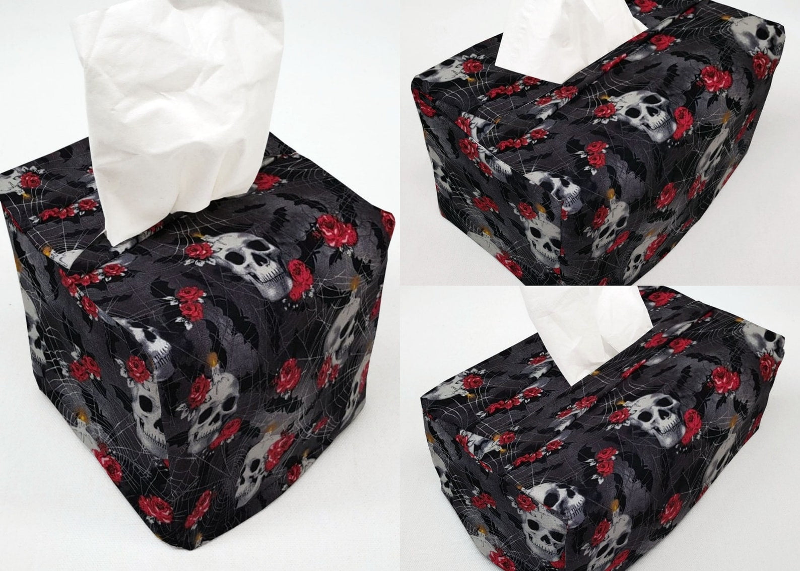 Skulls Webs & Roses Tissue Box Cover by Penny's Needful Things (Tall ...