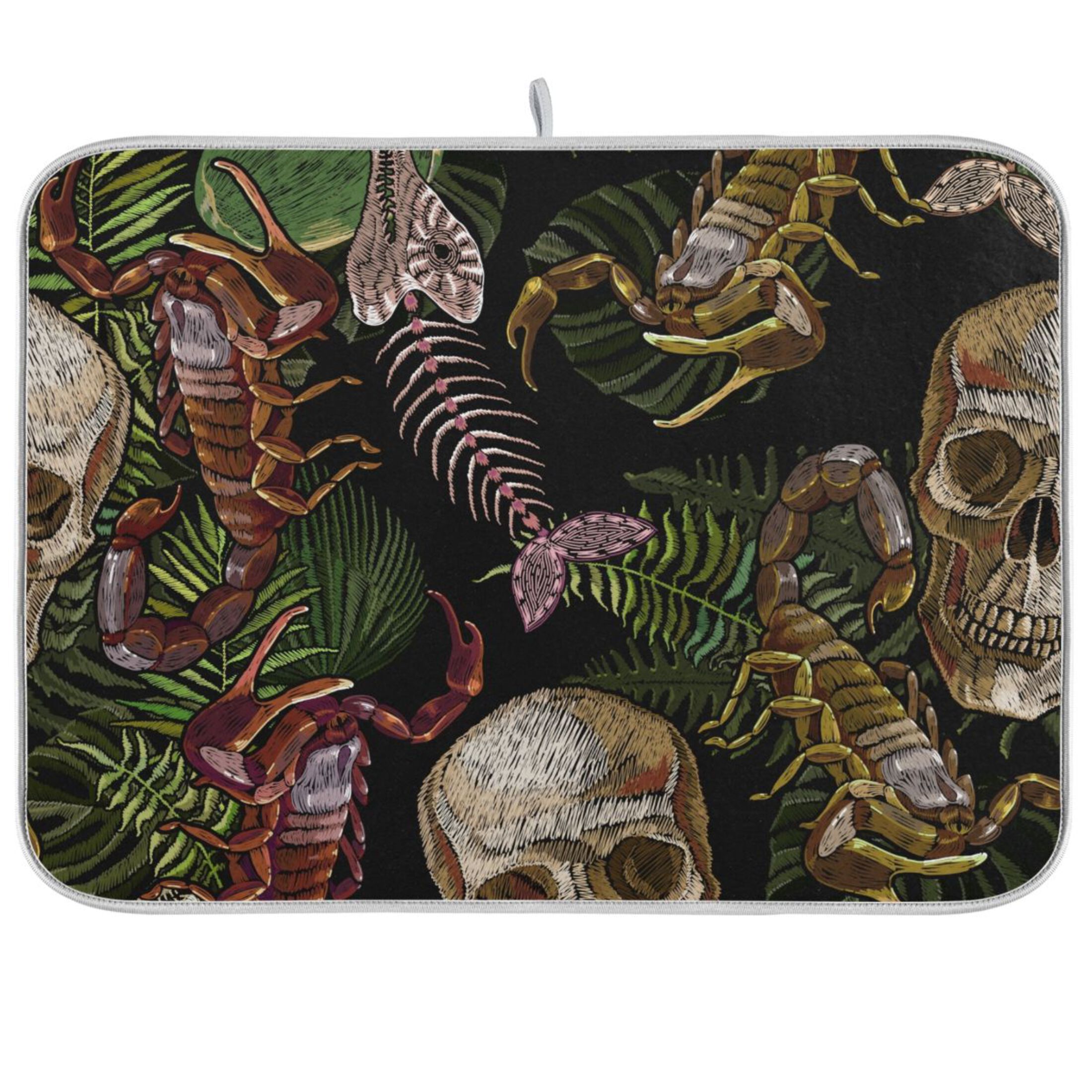 Skulls and Scorpions Dish Drying Mat Microfiber Kitchen Pad Large ...