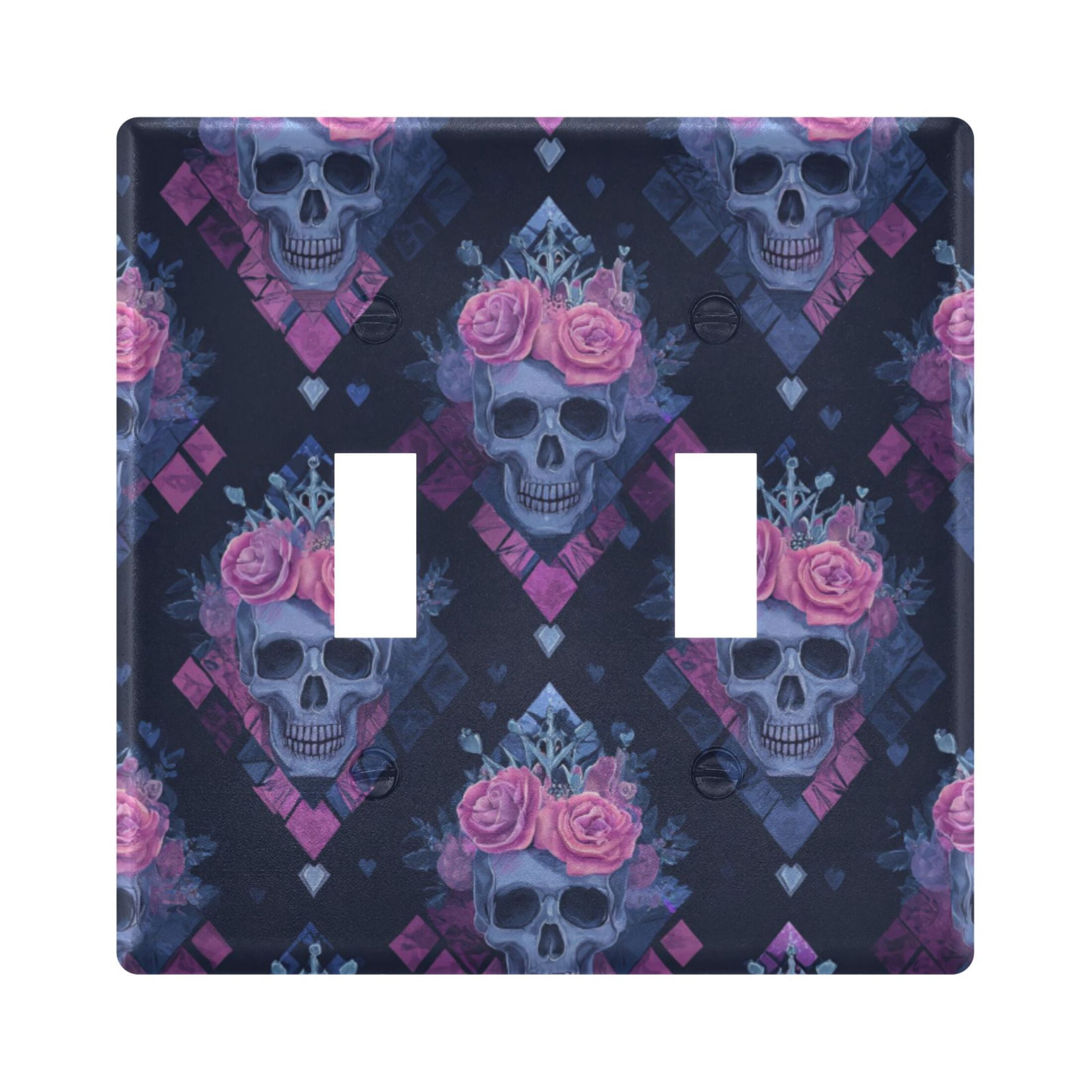 Skulls with Pink Roses on Head Light Switch Cover Electrical Outlet ...