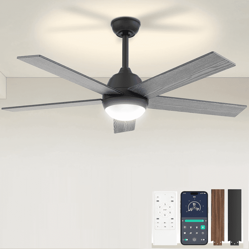 Skvevn Ceiling Fans with Lights- 52" Low Profile Indoor Ceiling Fan ...
