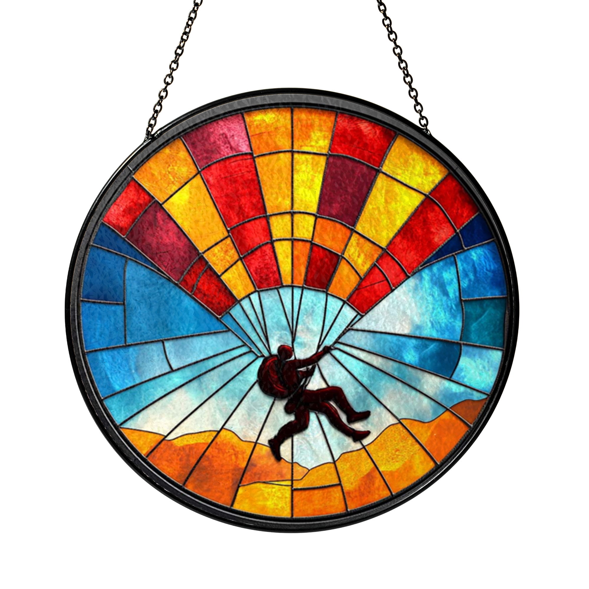 Sky Adventure Parachute Round Stained Glass Suncatcher – Window Art ...