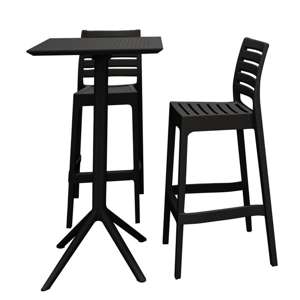 Sky Ares Square Bar Set with 2 Barstools Black - Walmart.com