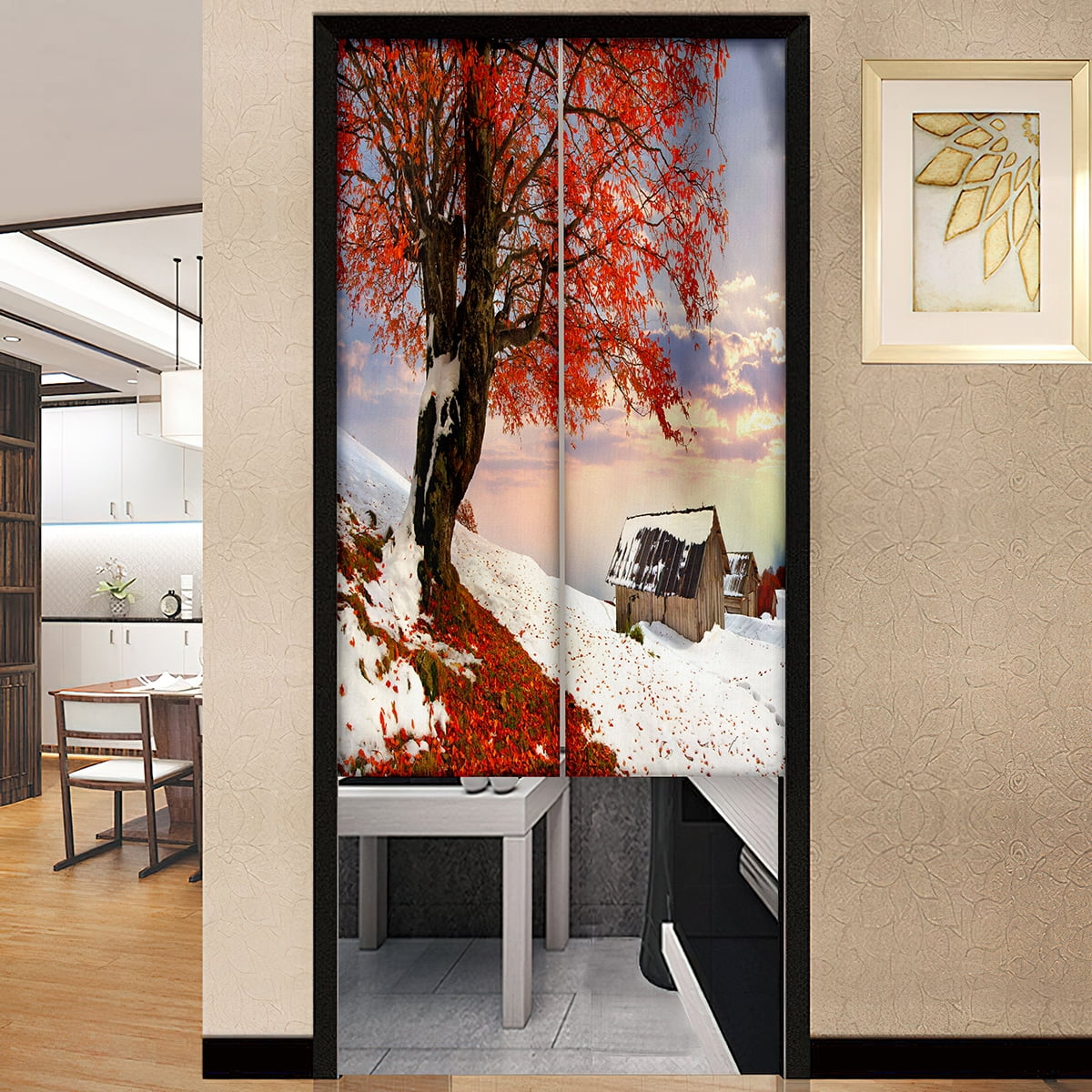 Sky Autumn Trees Foliage Door Curtain Chinese Panel Japanese Style ...