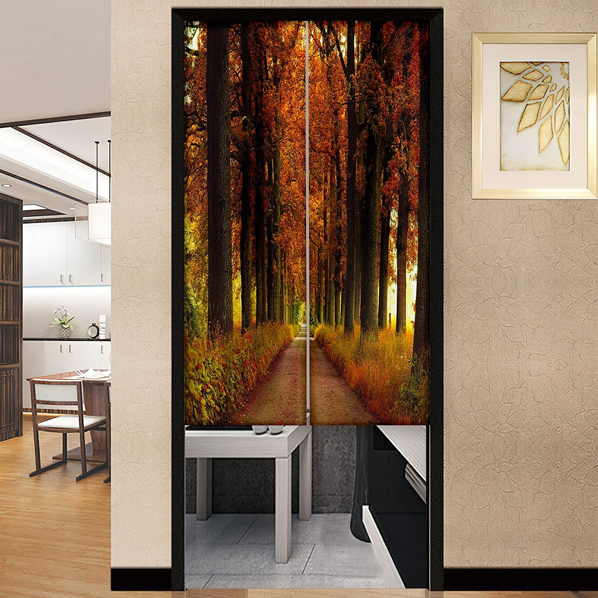 Sky Autumn Trees Foliage Door Curtain Chinese Panel Japanese Style ...
