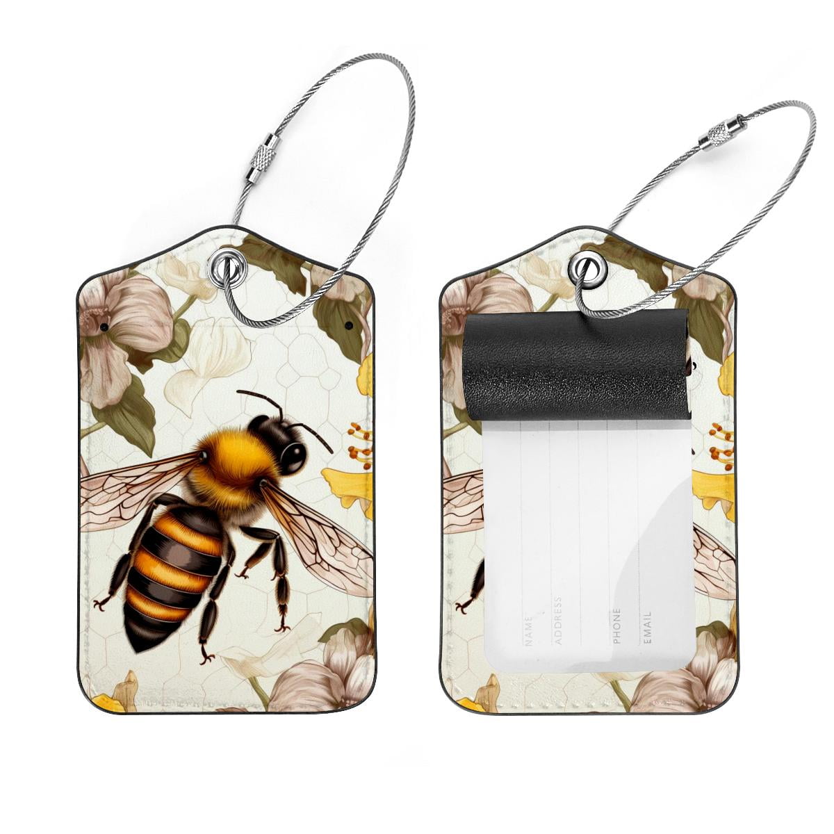 Sky Bees 2 Pack Luggage Tags Suitcases PU Leather Travel Bag & Baggage ...