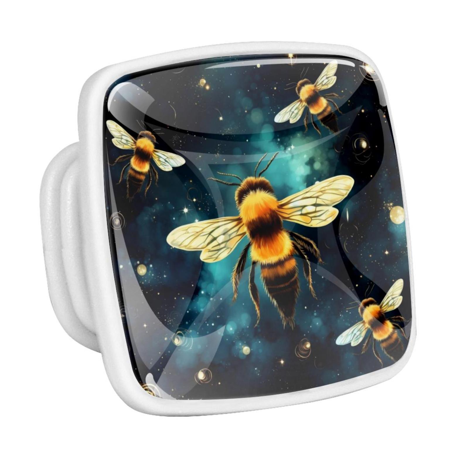 Sky Bees Fluorescent Drawer Pulls with Screws Square 4-Pack Glow Dark Knobs for Cabinets ...