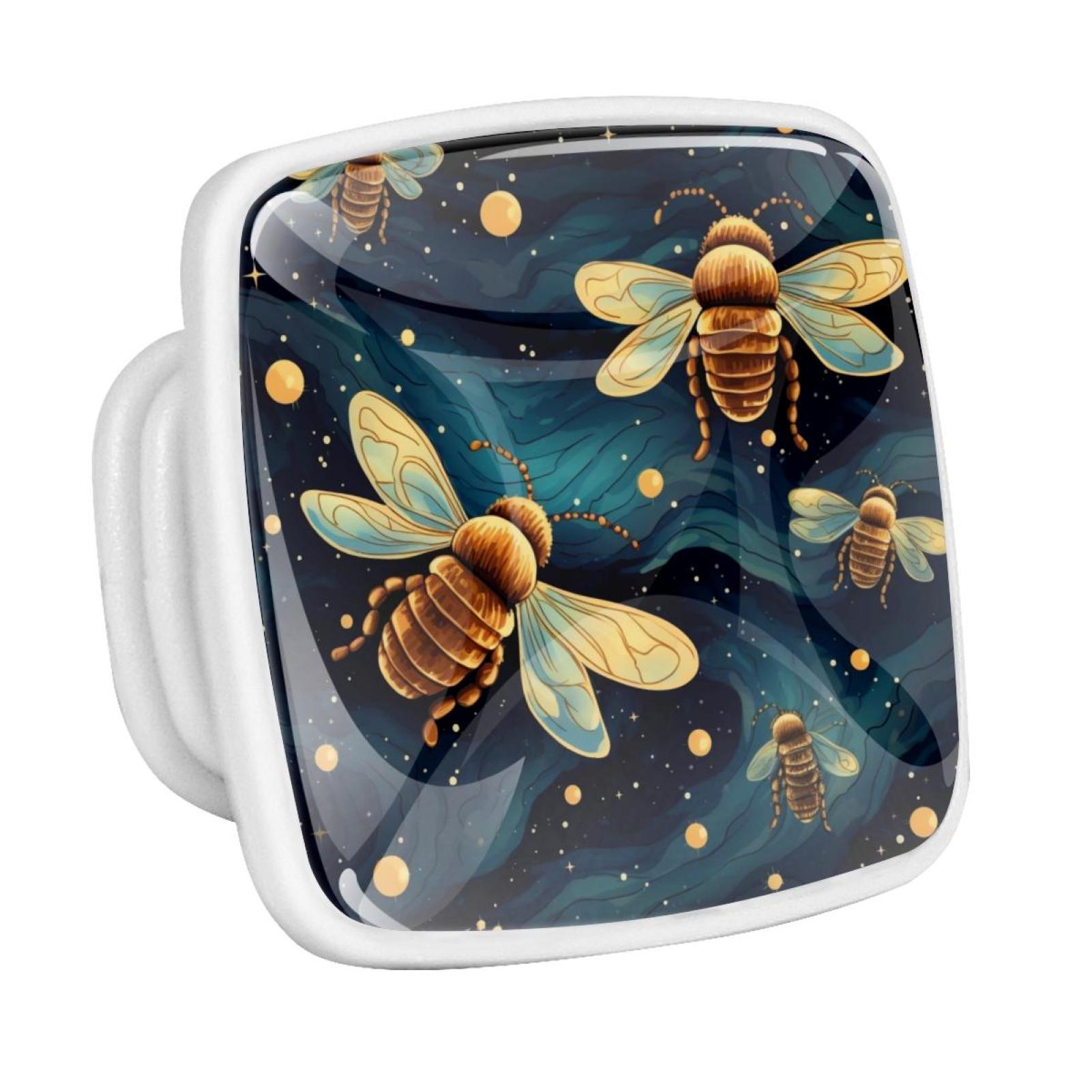 Sky Bees Fluorescent Drawer Pulls with Screws Square 4-Pack Glow Dark Knobs for Cabinets ...