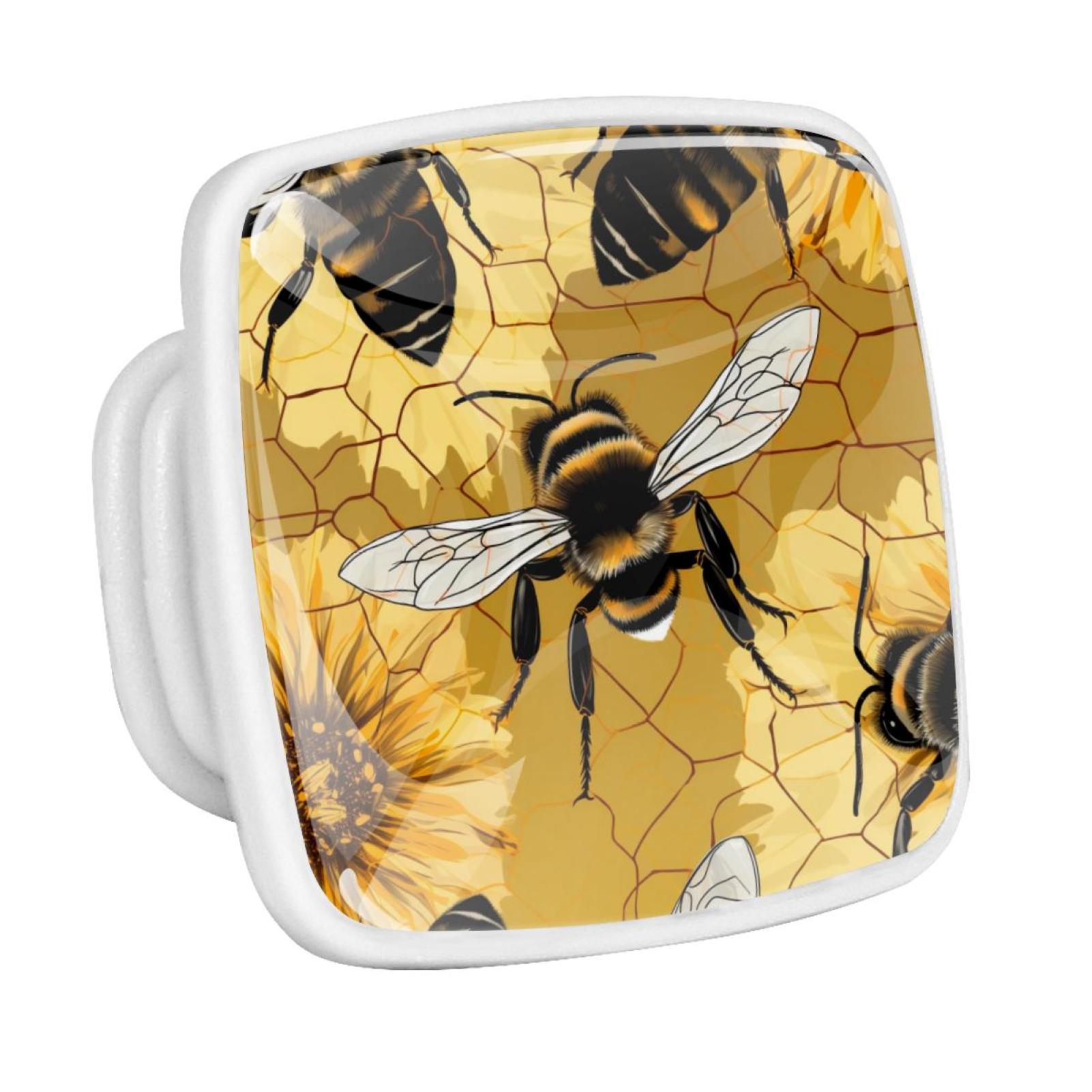 Sky Bees Fluorescent Drawer Pulls with Screws Square 4-Pack Glow Dark Knobs for Cabinets ...