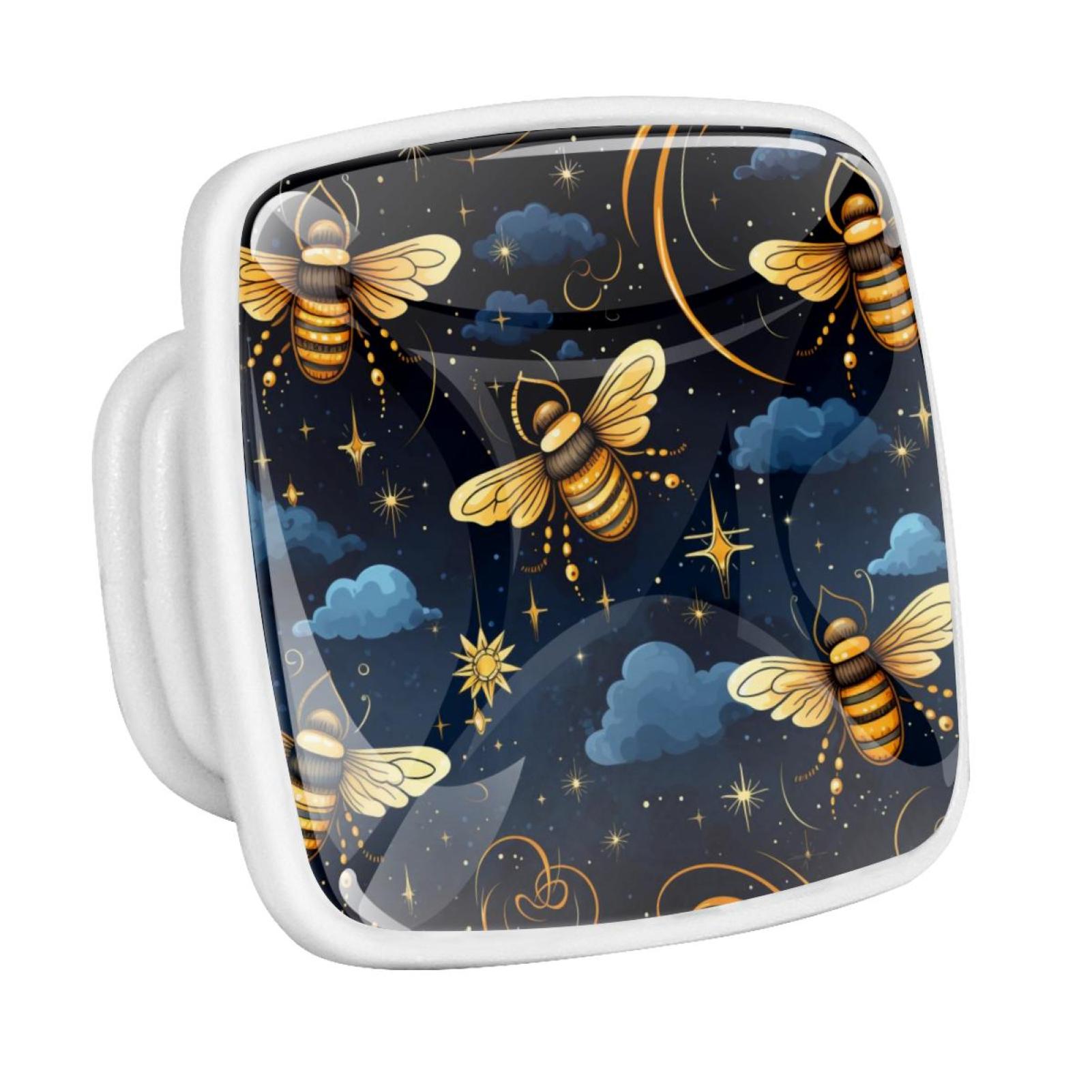 Sky Bees Fluorescent Drawer Pulls with Screws Square 4-Pack Glow Dark Knobs for Cabinets ...