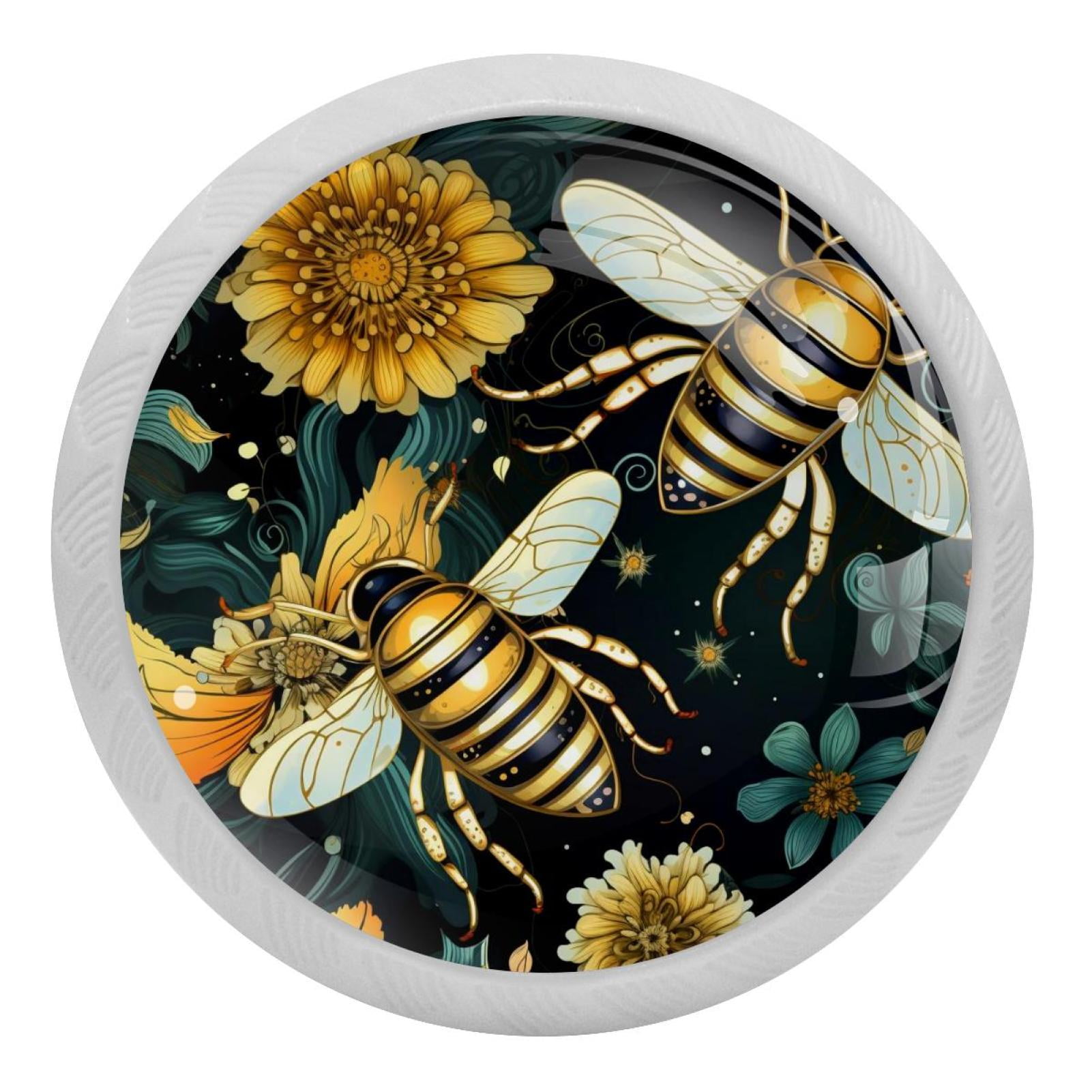 Sky Bees Pattern 4PCS Cabinet Knobs Pulls Fluorescent Drawer Handle ...