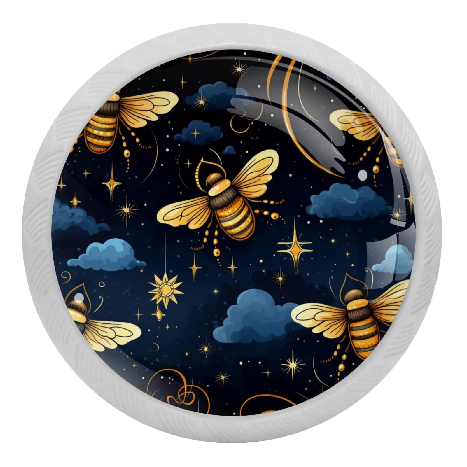 Sky Bees Pattern 4PCS Cabinet Knobs Pulls Fluorescent Drawer Handle ...