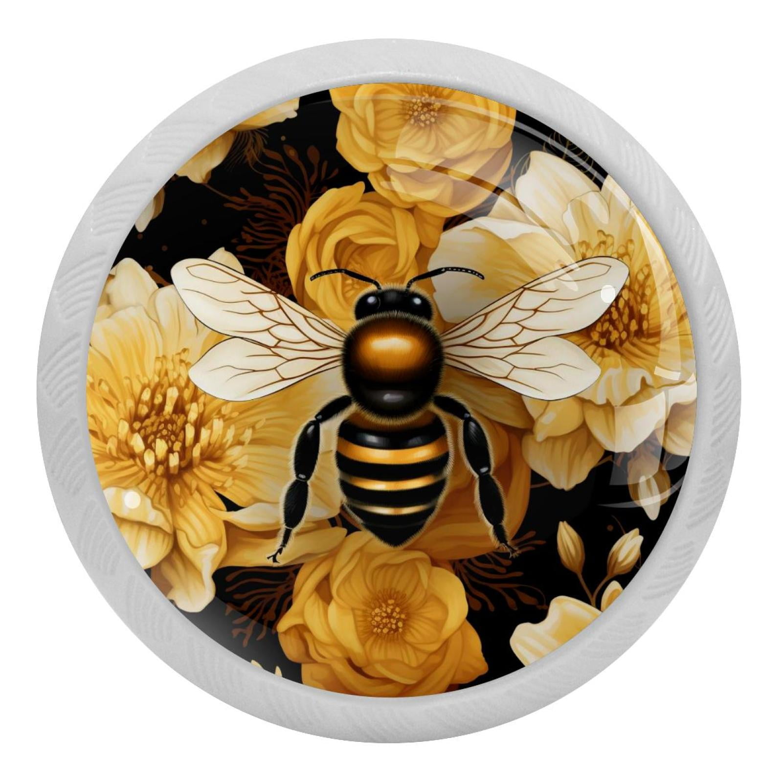 Sky Bees Pattern 4PCS Cabinet Knobs Pulls Fluorescent Drawer Handle ...