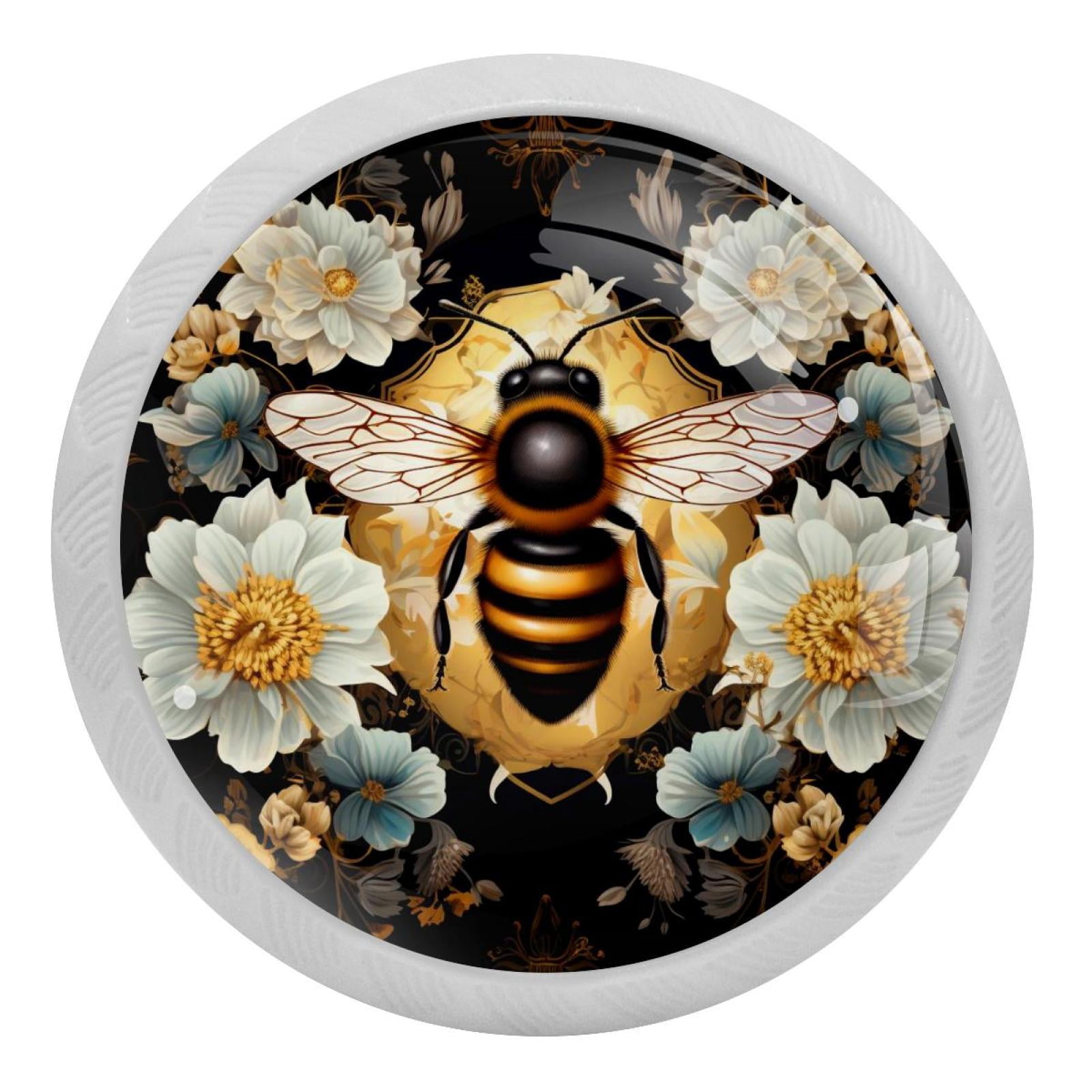 Sky Bees Pattern 4PCS Cabinet Knobs Pulls Fluorescent Drawer Handle ...