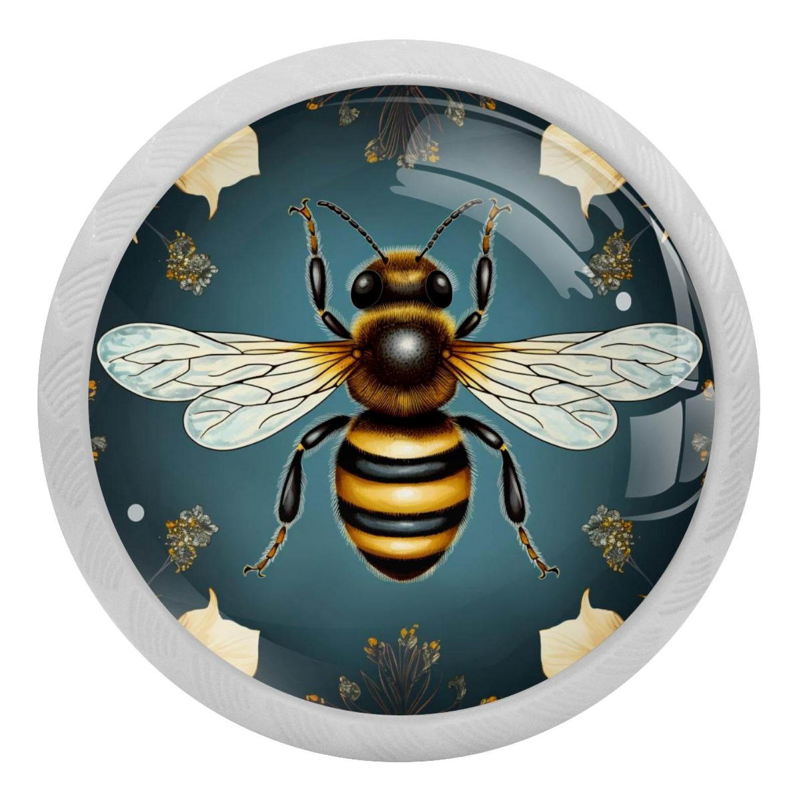 Sky Bees Pattern 4PCS Cabinet Knobs Pulls Fluorescent Drawer Handle ...