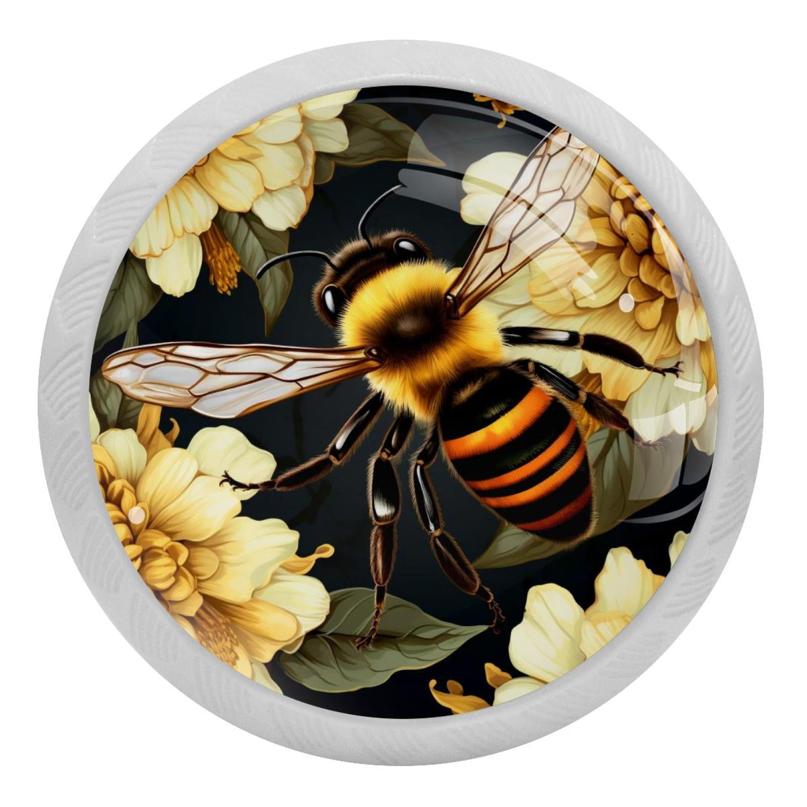 Sky Bees Pattern 4PCS Cabinet Knobs Pulls Fluorescent Drawer Handle ...