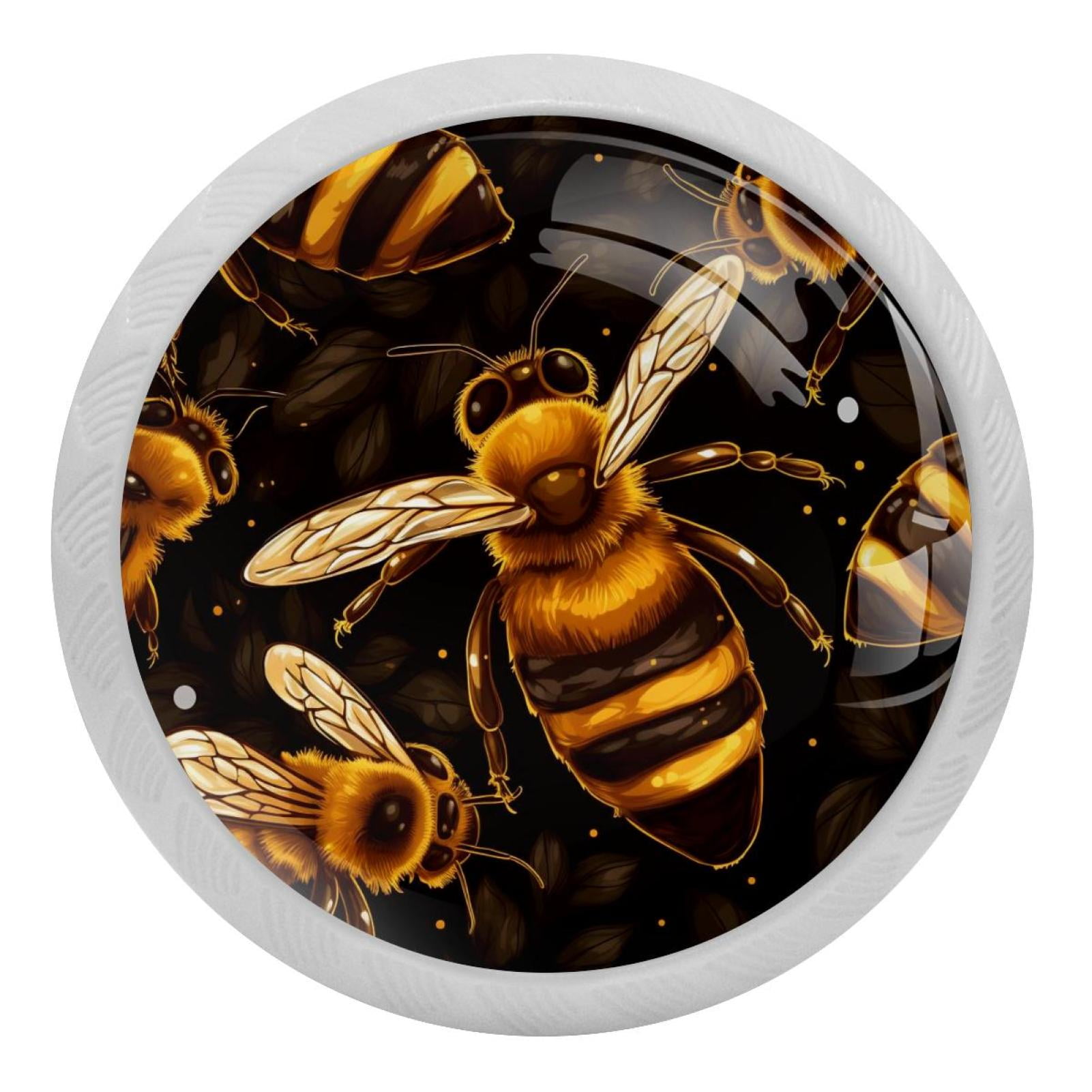 Sky Bees Pattern 4PCS Cabinet Knobs Pulls Fluorescent Drawer Handle ...