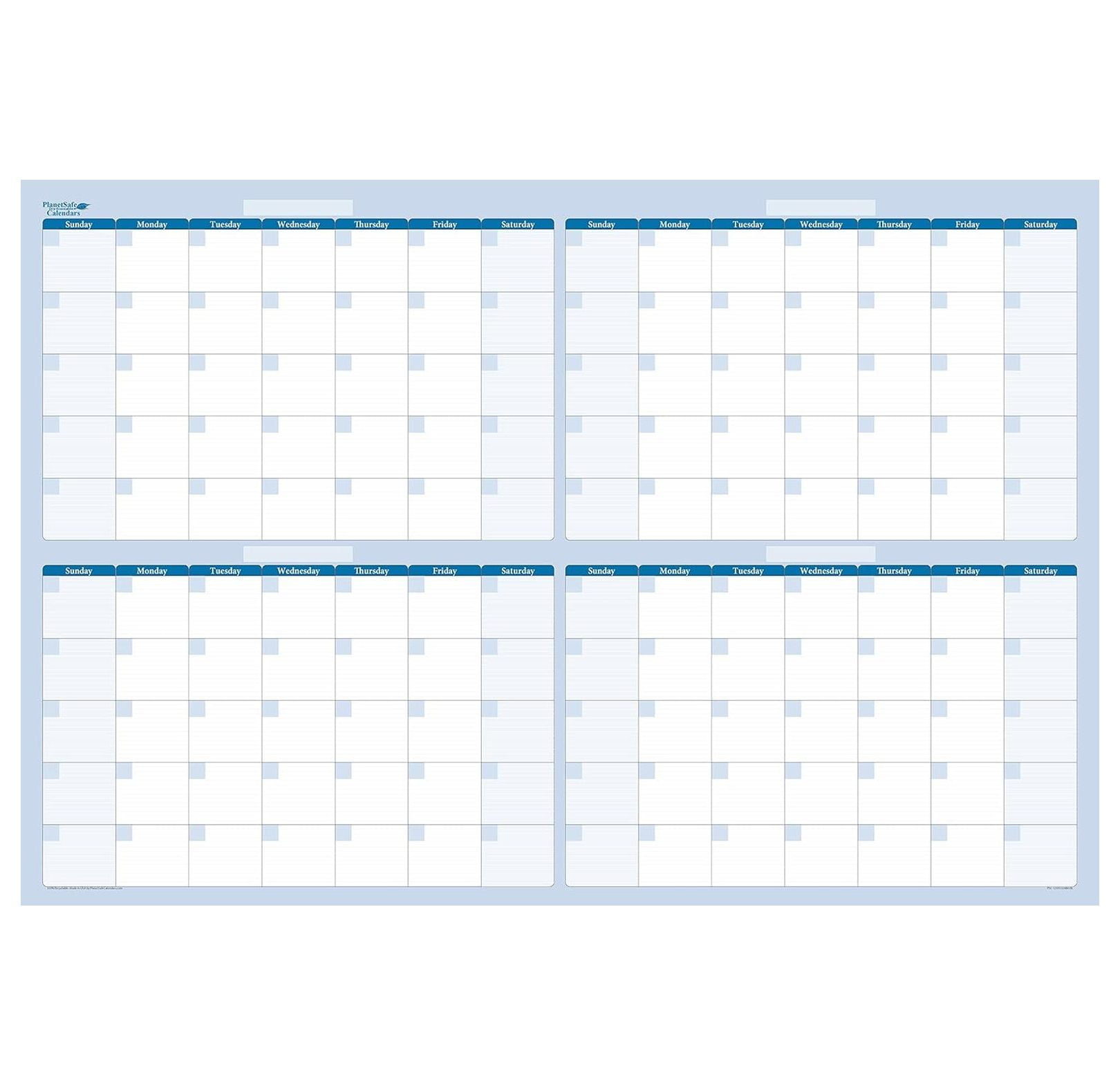 Sky Blue 120-Day 24" x 36"Horizontal Wall Calendar - 4 Month Wet & Dry ...