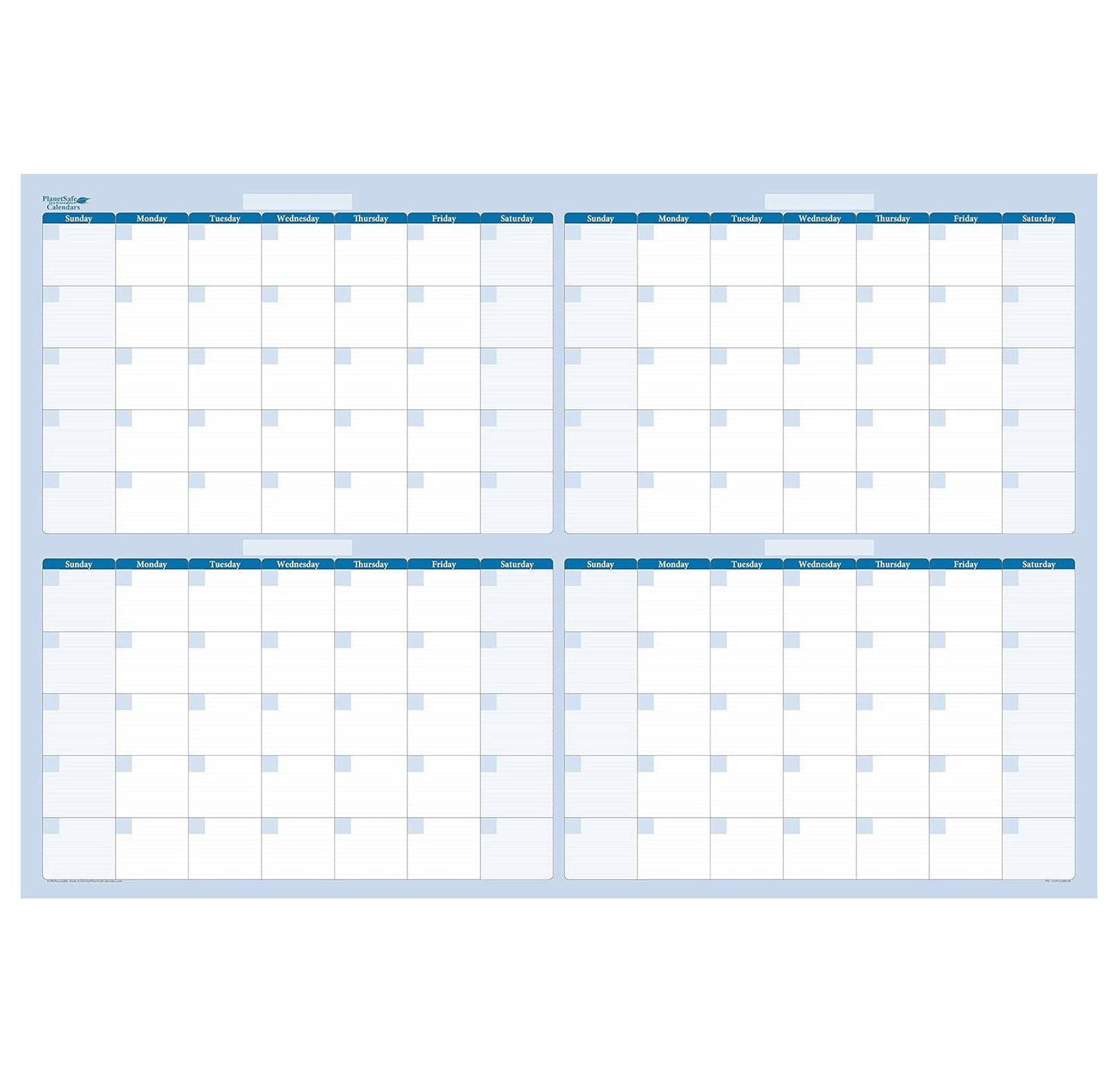 Sky Blue 120-Day 36" x 56" Horizontal Wall Calendar - 4 Month Wet & Dry ...