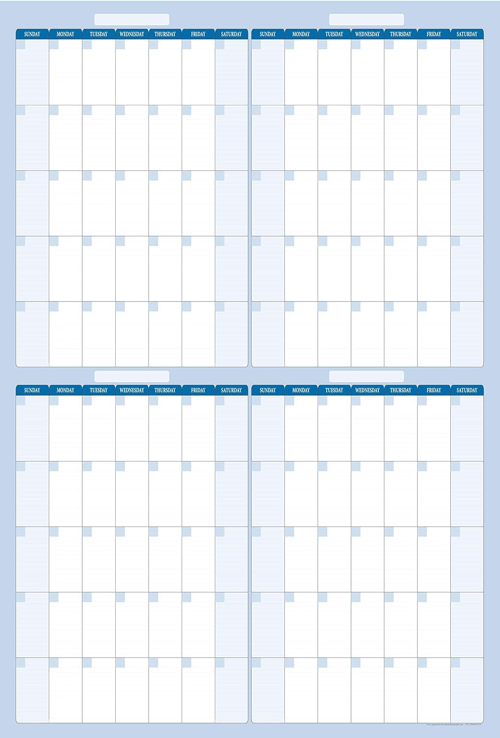 Sky Blue, 36" x 24" 120-Day Vertical Wall Calendar - 4 Month Wet & Dry ...