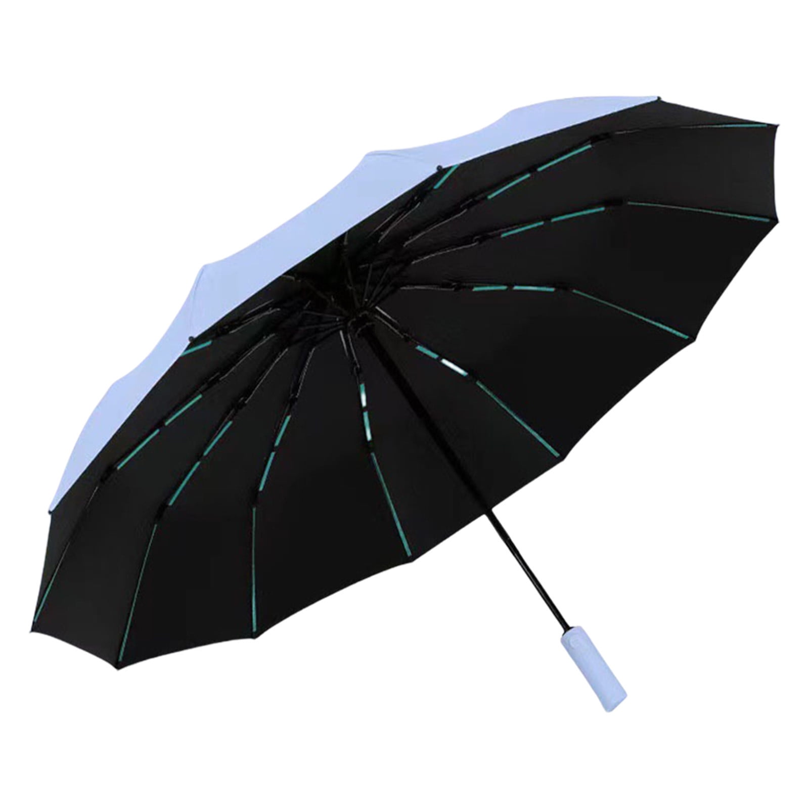 Sky Blue 60 Rib Folding Umbrella For Sunny And Rainy Days Fully ...