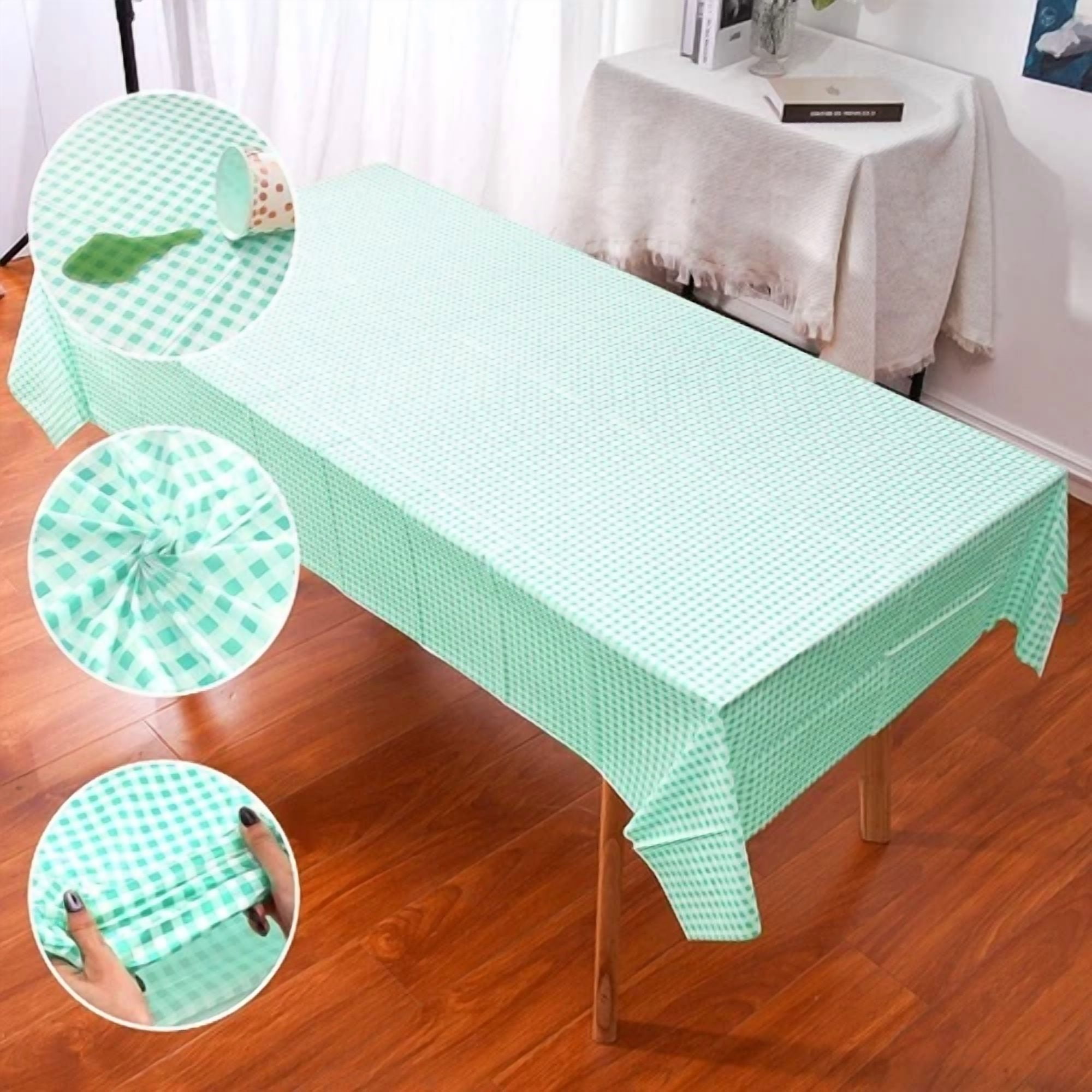 Sky Blue And White Checkered Plastic Tablecloths - Walmart.com