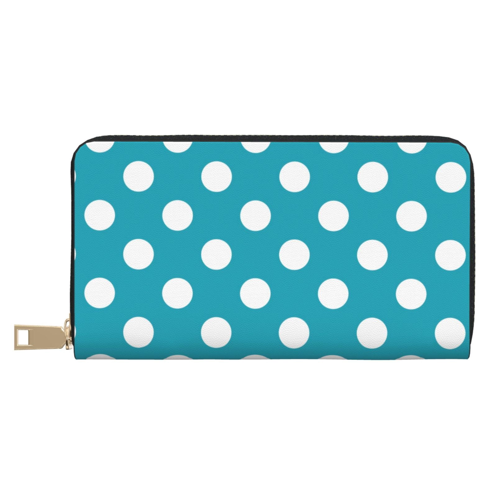 Sky Blue And White Polka Dot Wallet Women, Leather Bifold Multi Card ...