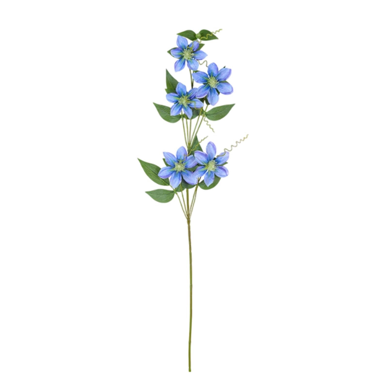 Sky Blue Artificial Clematis Vine With Flowers, Realistic Silk Faux ...