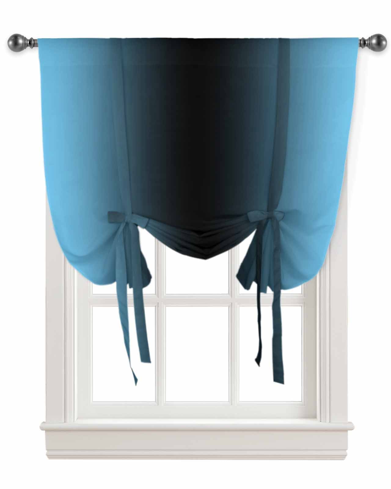 Sky Blue Black Ombre Tie Up Curtains for Kitchen Bathroom Bedroom ...