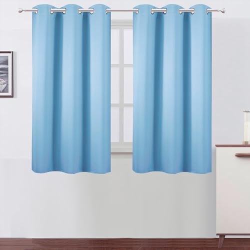 Sky Blue Blackout Curtains 42 x 54 Inch Length Set of 2 Panels Grommet ...