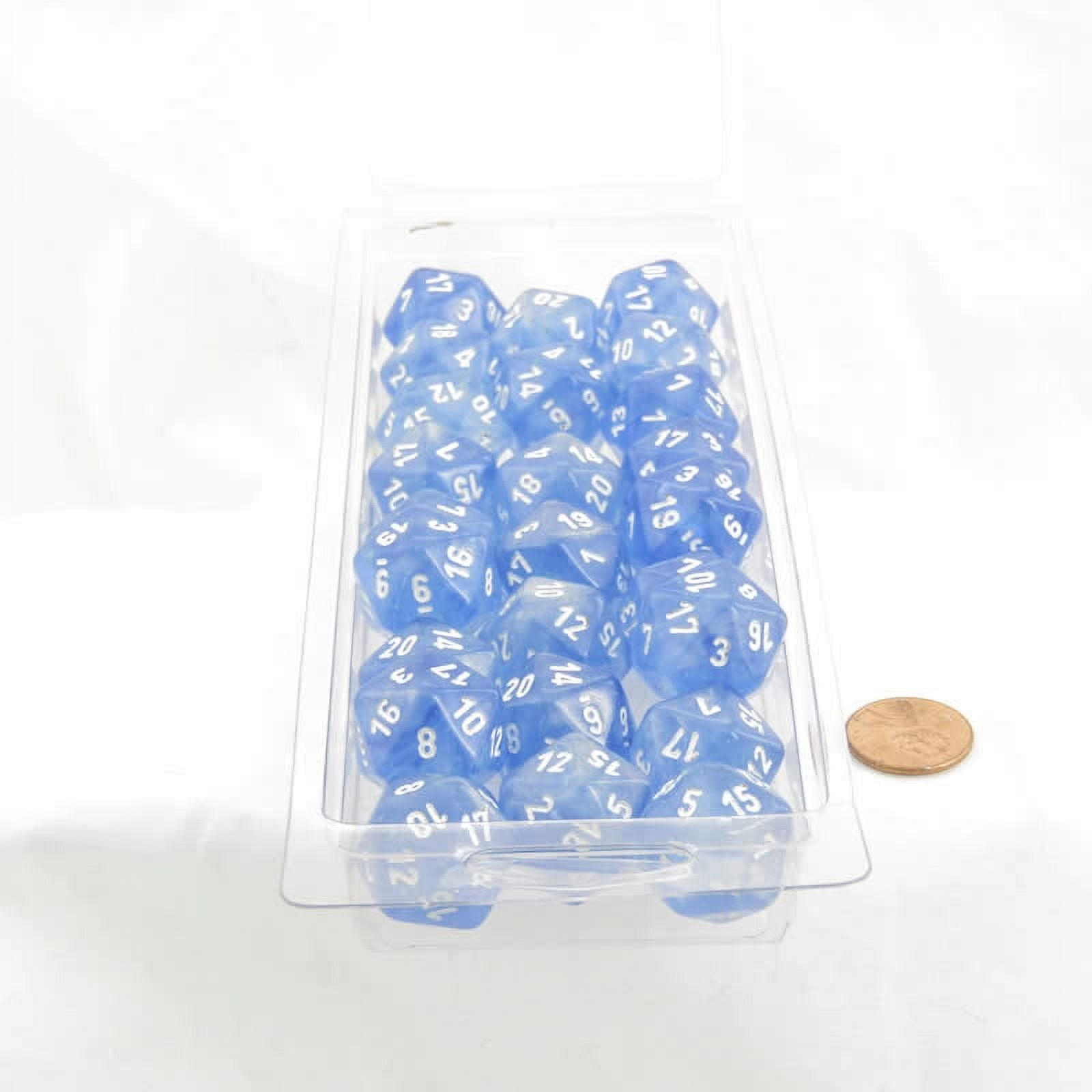 Sky Blue Borealis Dice Luminary with White Numbers D20 Aprox 16mm (5 ...