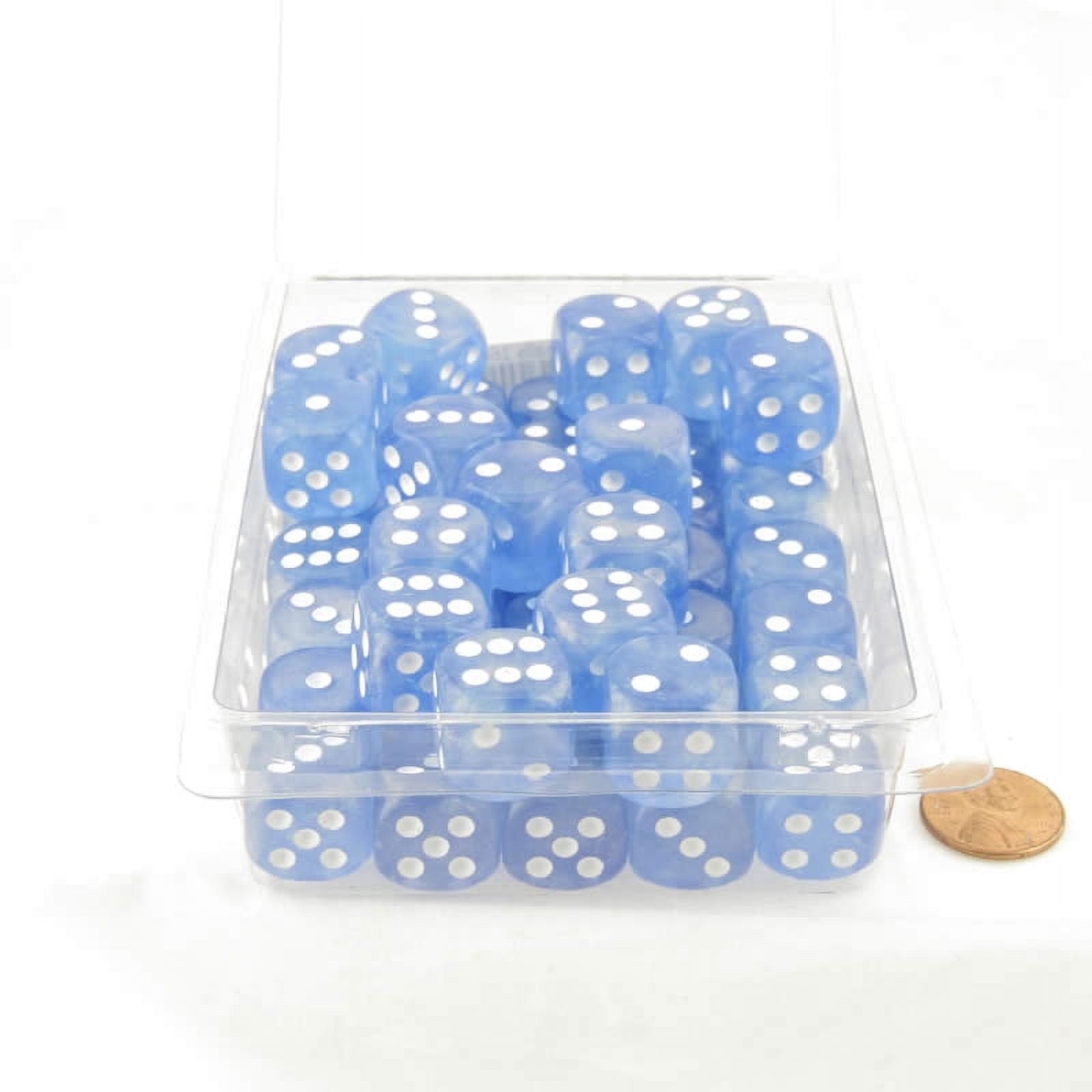 Sky Blue Borealis Dice Luminary with White Pips 16mm (5/8 inch) D6 Set ...