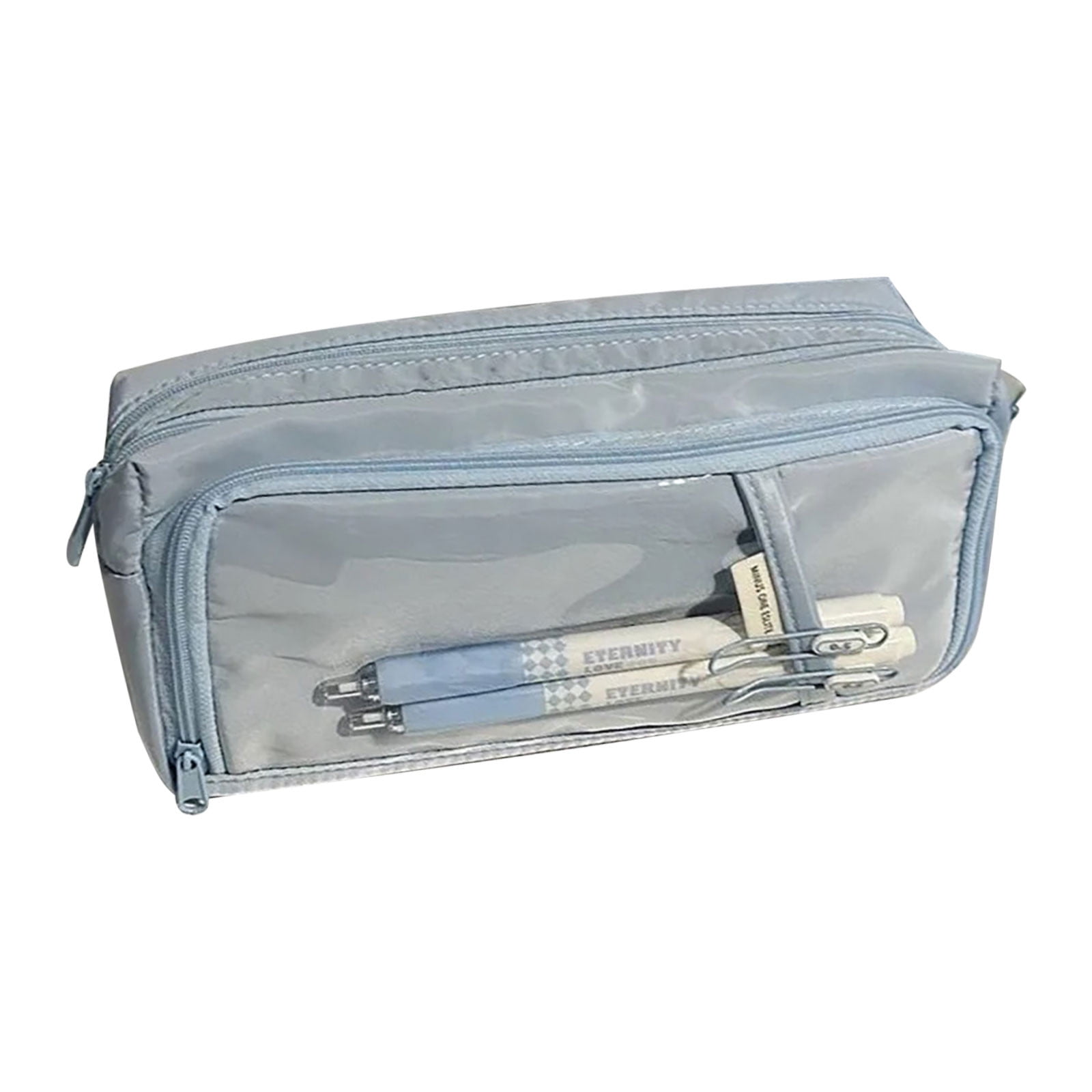 Sky Blue Cloth Multi-Compartment Campus Supply Pouch With 21.5x5x10cm ...