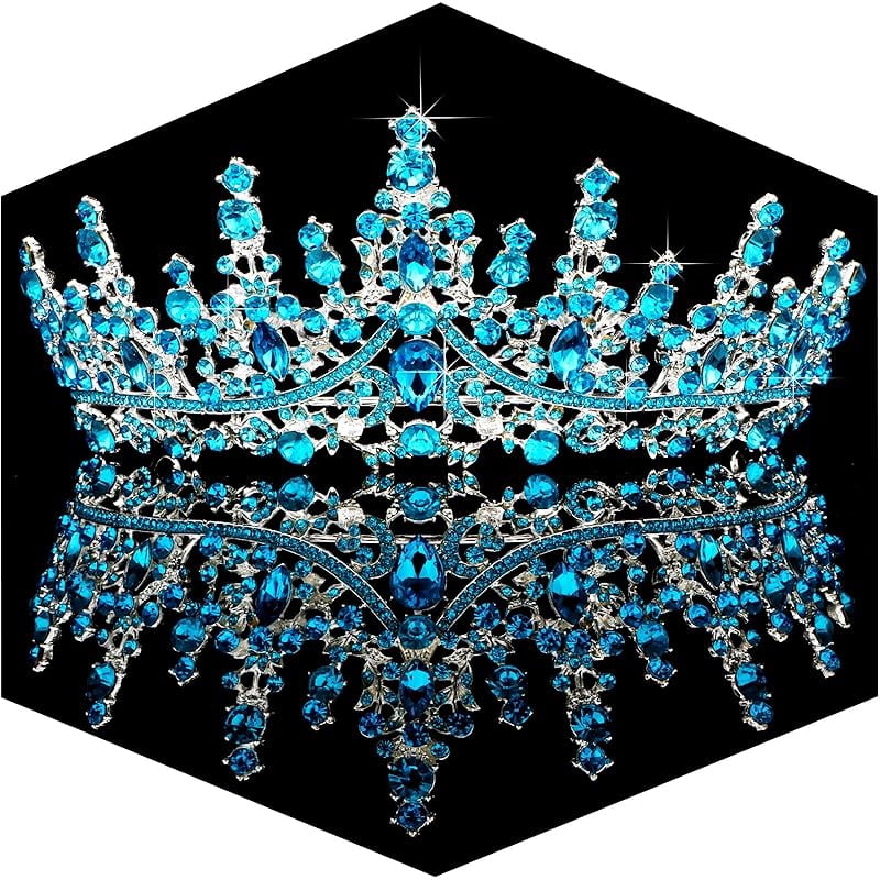 Sky Blue Crown for Women Wedding Tiara for Women Queen Crown Crystal ...