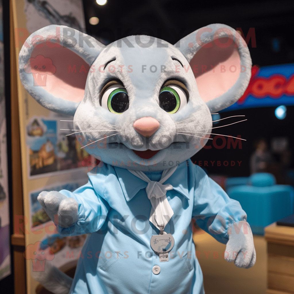 Sky Blue Dormouse REDBROKOLY mascot costume character dressed with a ...