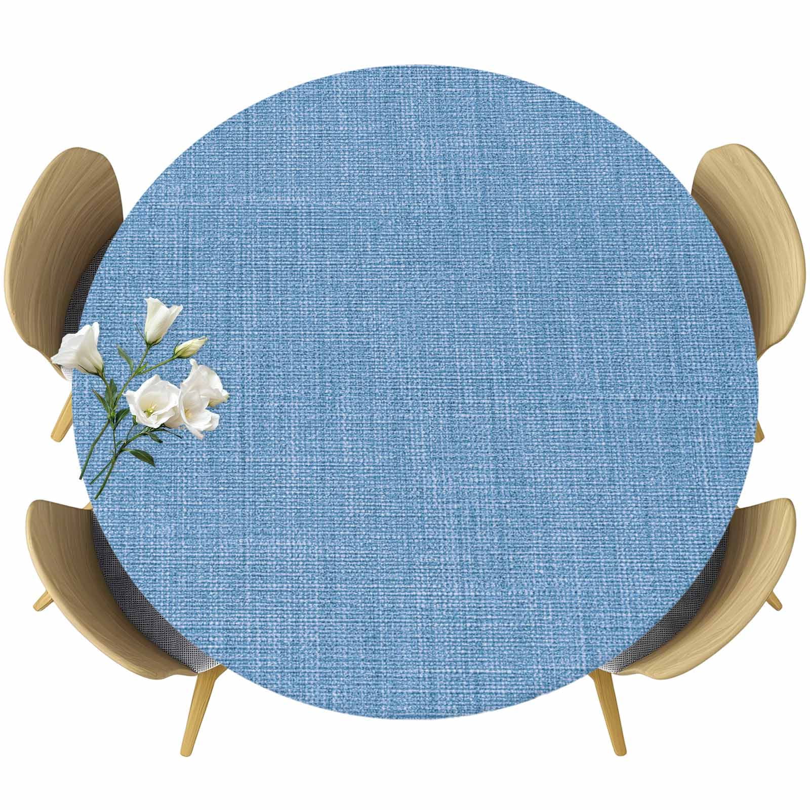 Sky Blue Farmhouse Round Tablecloth 55-60 Inch Round Fitted Table Cloth ...