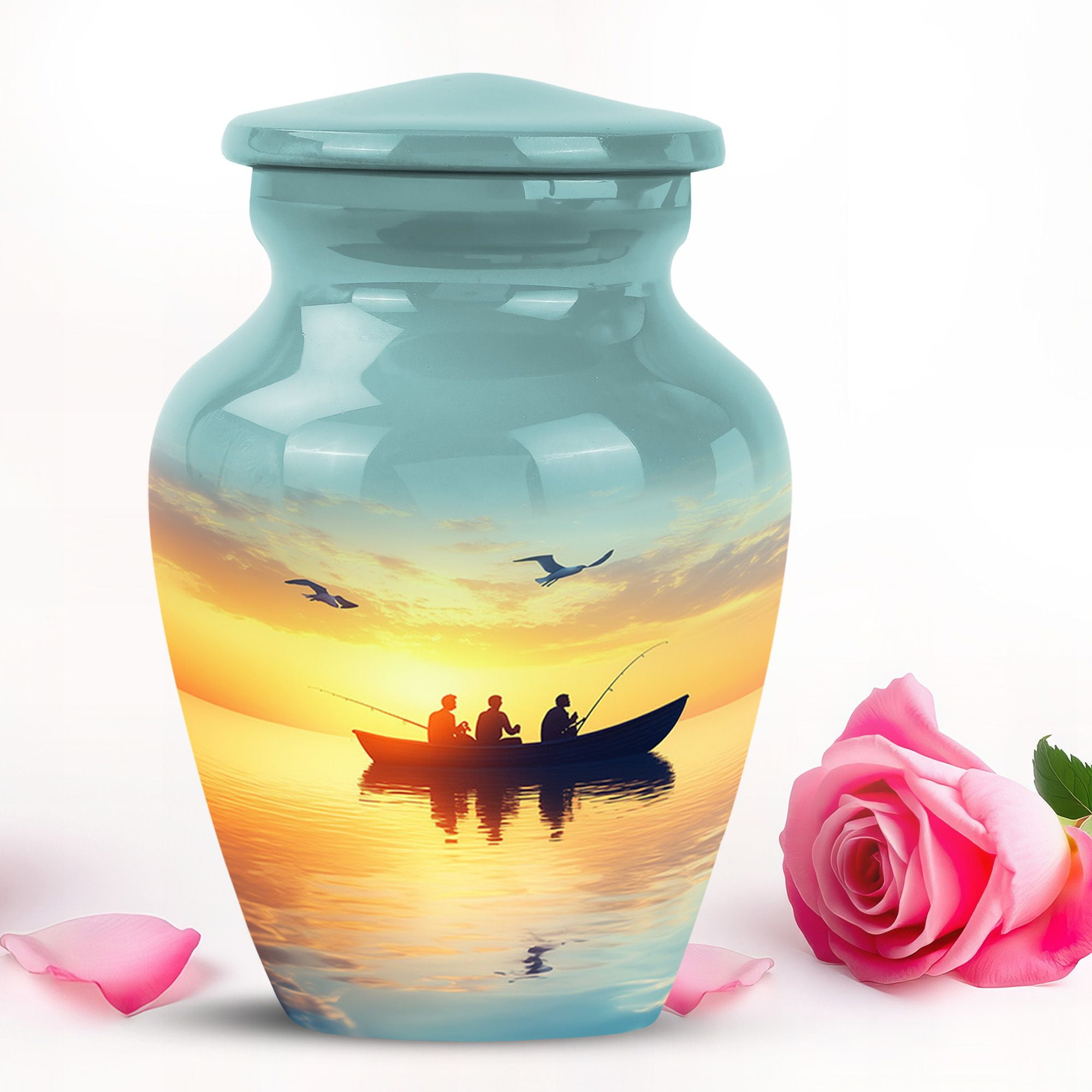 Sky Blue Fishing Boatcremation urns for adult ashes women - Small ...