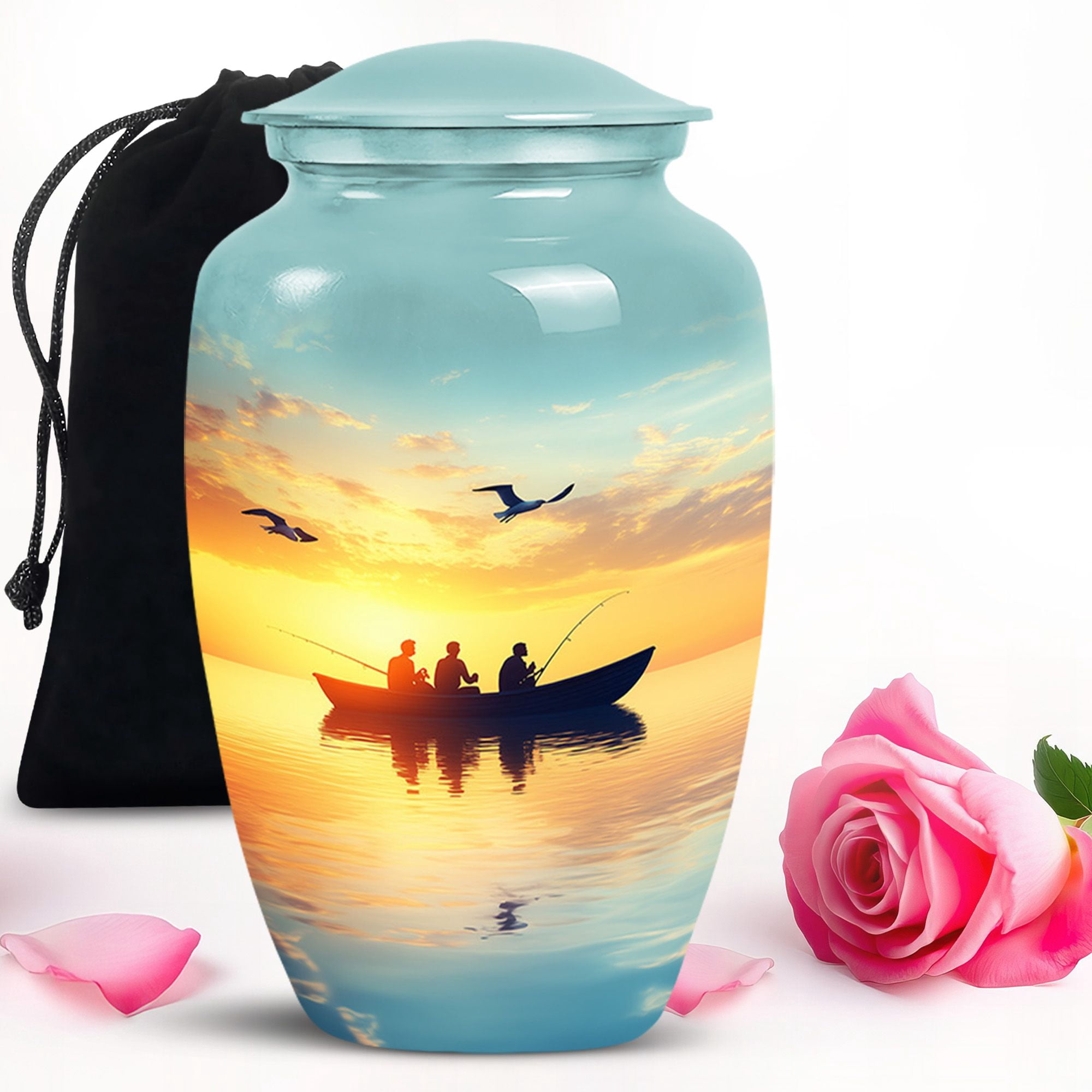 Sky Blue Fishing Boatlarge decorative urn for human ashes - urns for ...