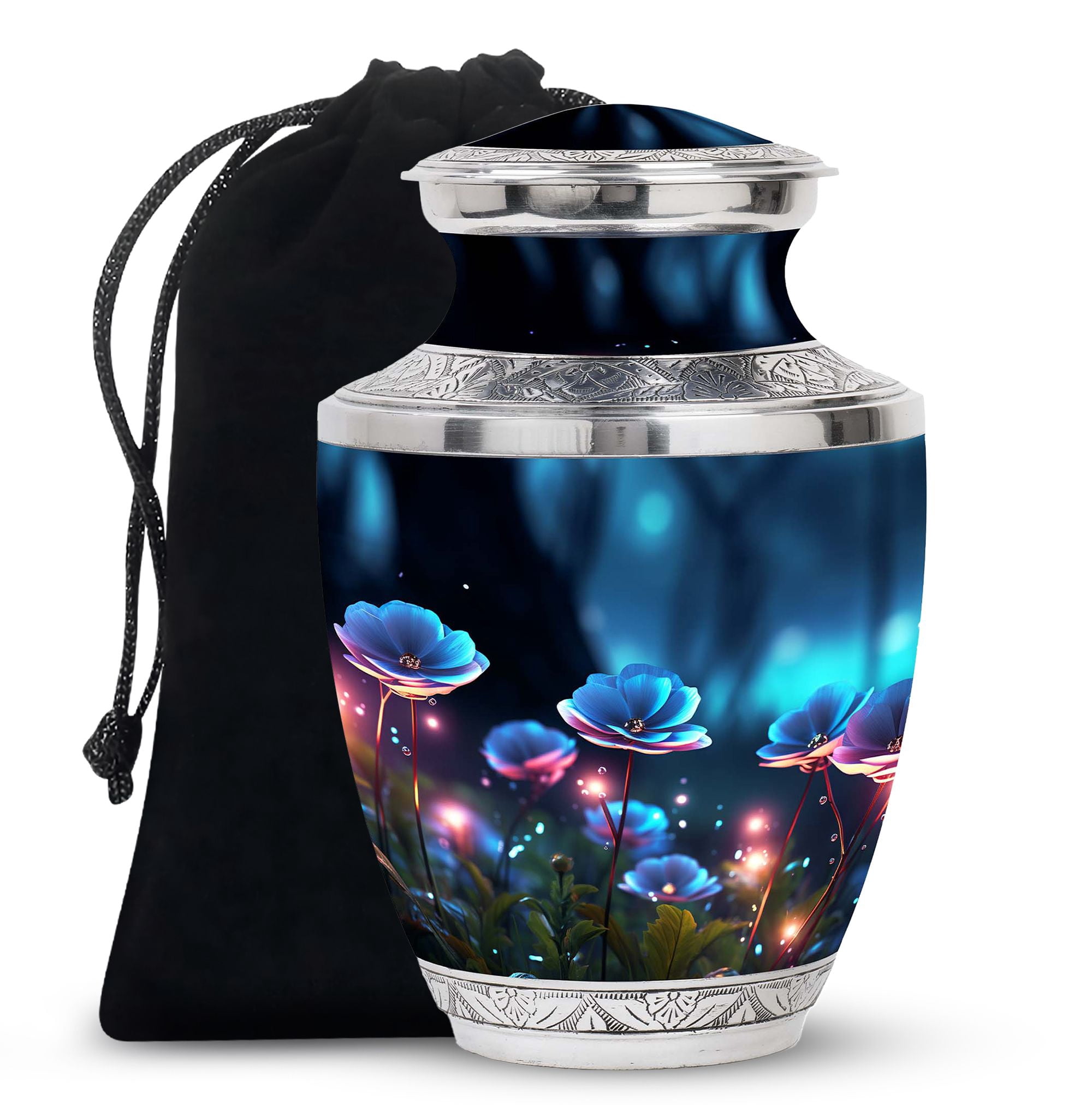 Sky Blue Flower Cremation Urns For Ashes Adult Mother And Father ...