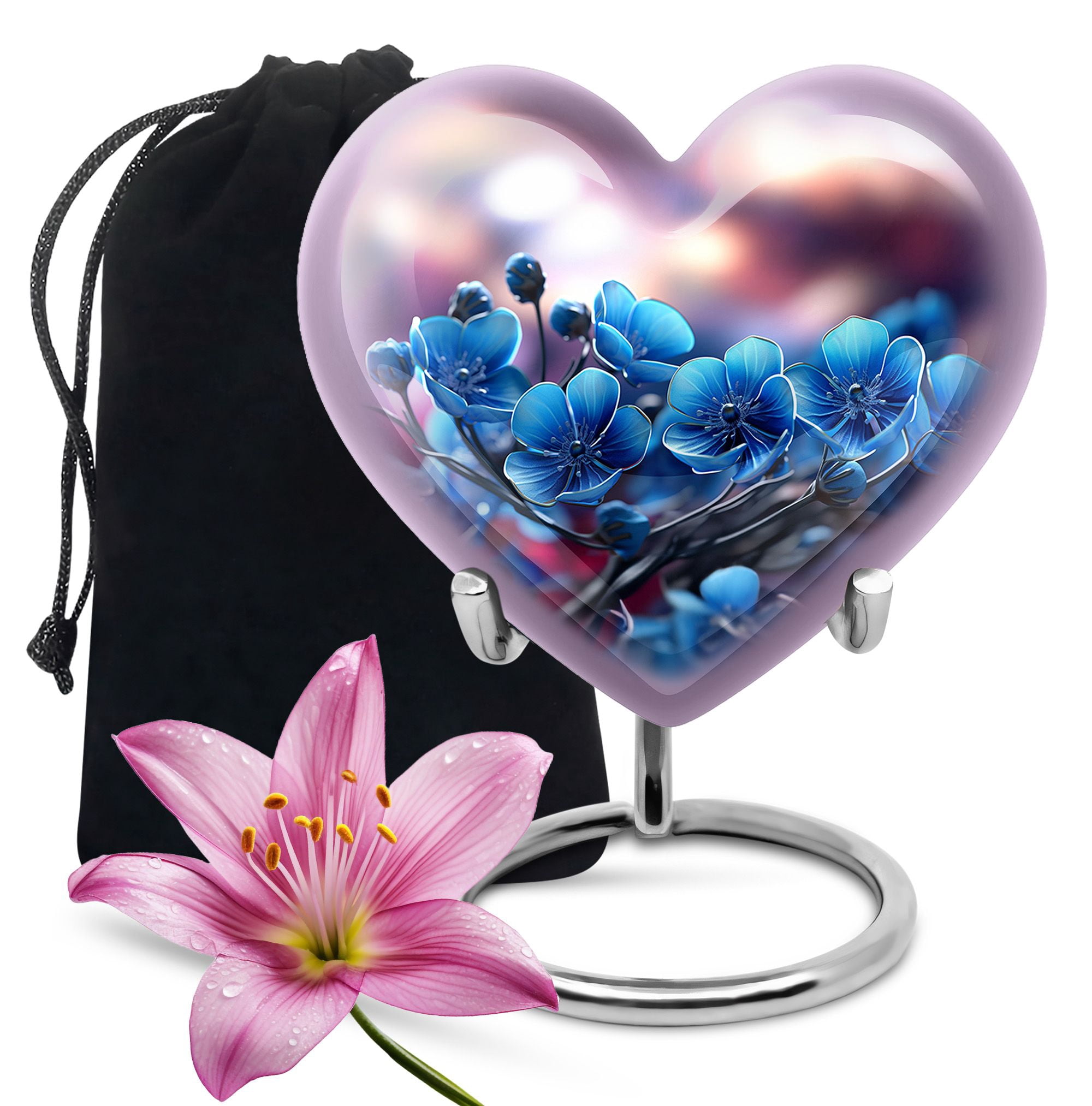 Sky Blue Flower Funeral Urns For Ashes Adult Mom And Dad - Burial Large ...