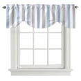 Sky Blue Grey Stripe Tie Up Valance Curtains Classic Modern Adjustable ...