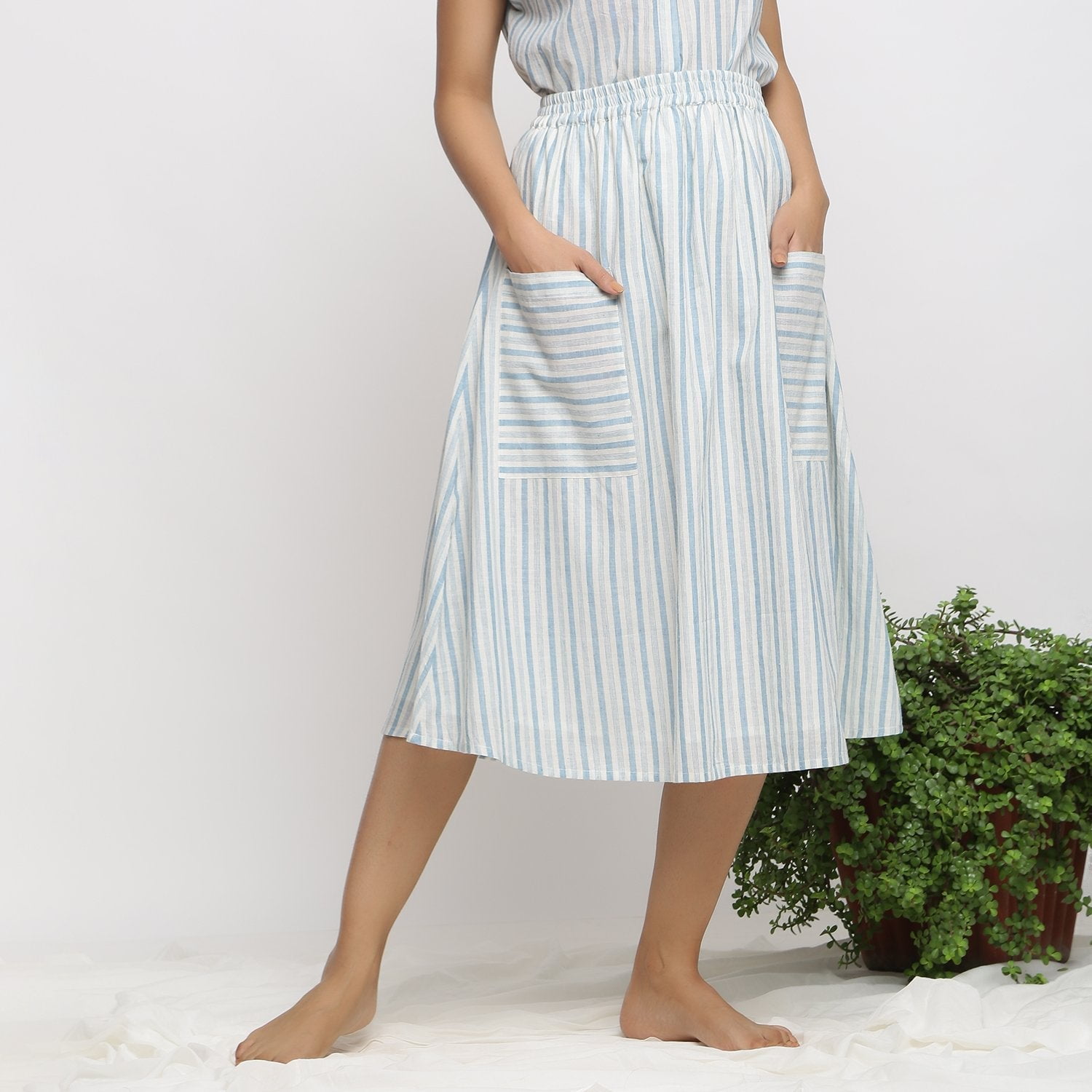 Sky Blue Handspun Cotton Halter Neck Gathered Short Skirt - Walmart.com