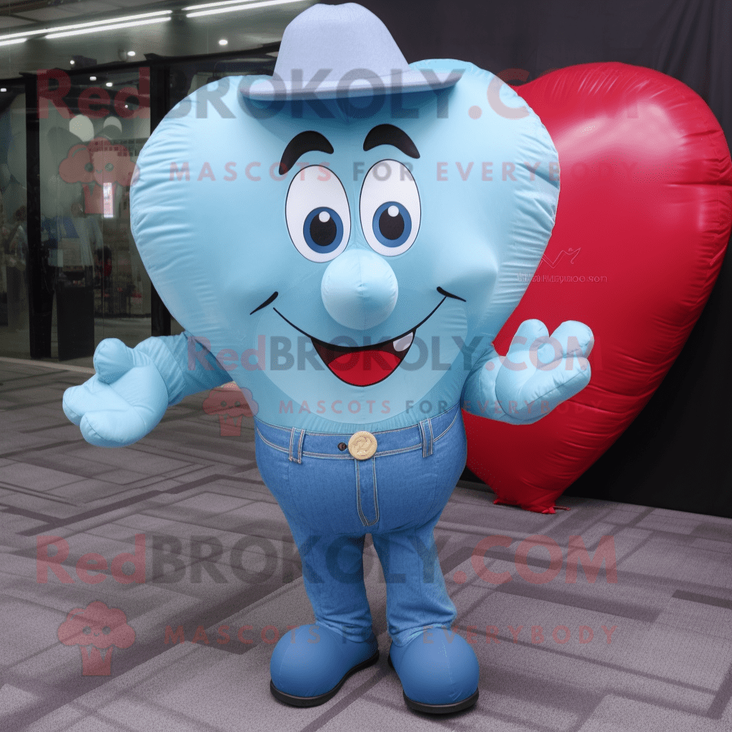 Sky Blue Heart Shaped Balloons REDBROKOLY mascot costume character ...